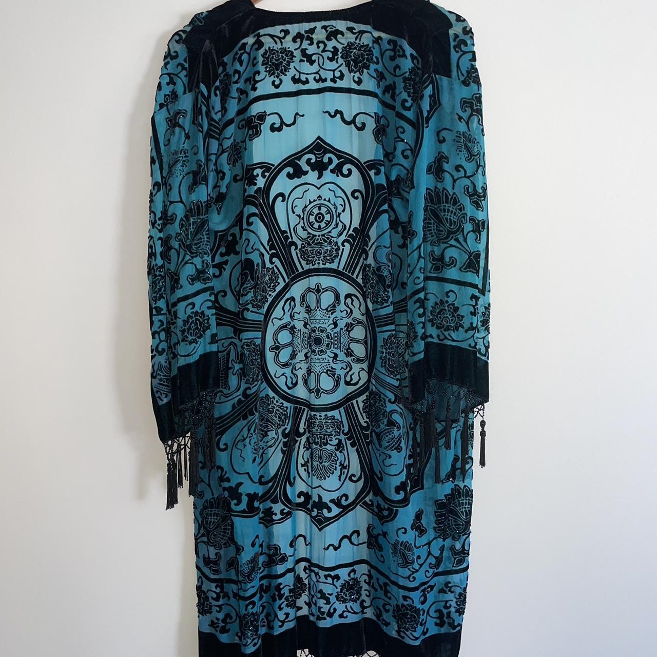 Vintage velvet robe. Embellished with beads,... - Depop