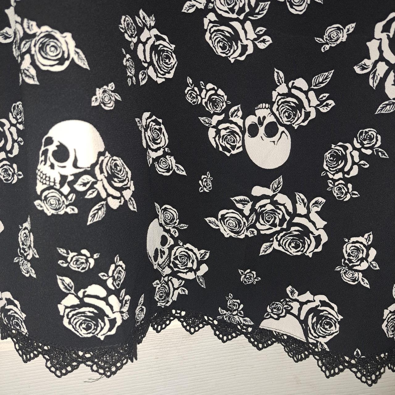 Hot Topic Black & White Floral Skull Tee Slip Dress.... - Depop