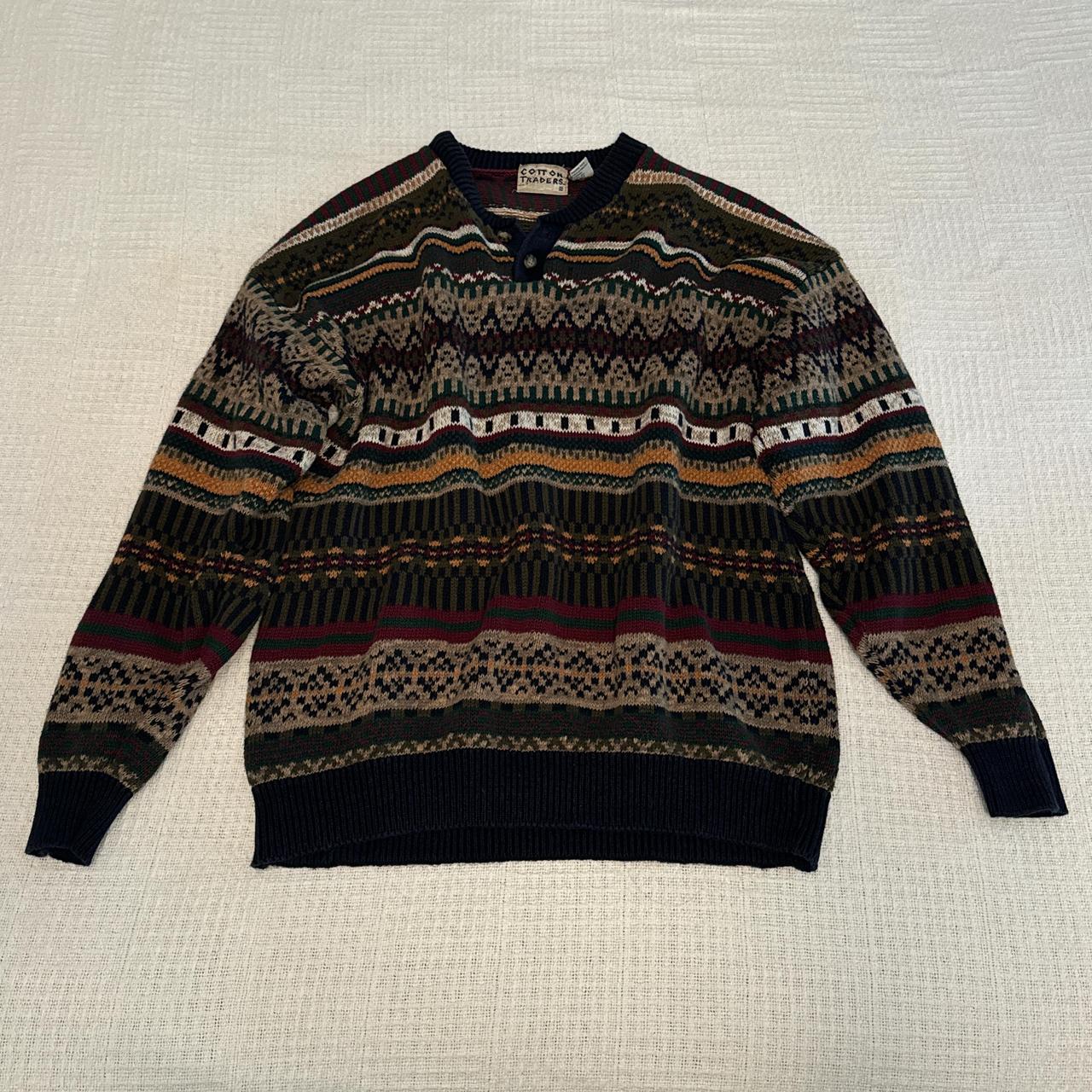cotton traders grunge knitted sweater size L! in... - Depop