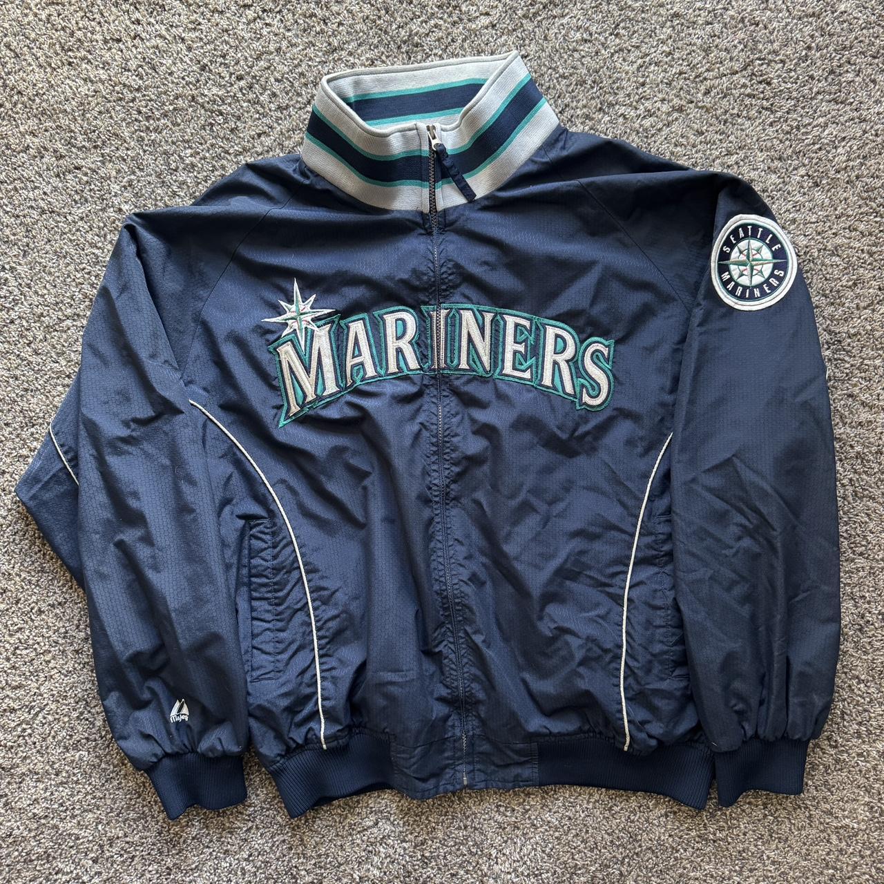 90s Majestic Atheltic Mariners Zip Up... - Depop