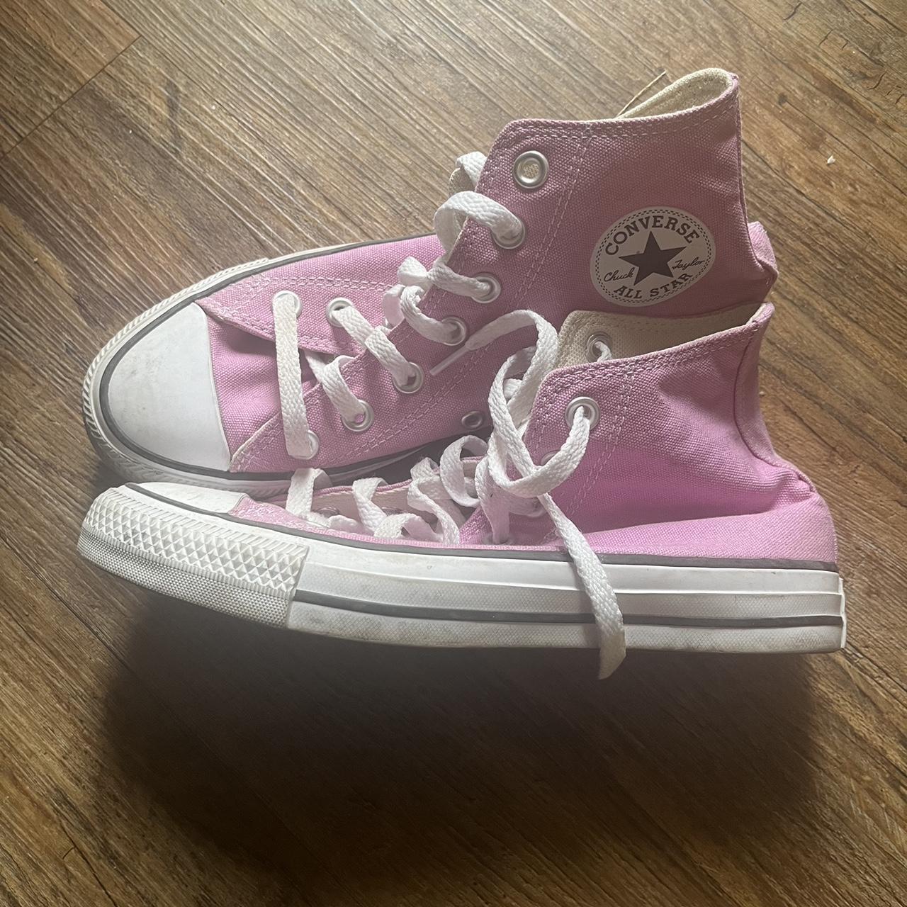 Light pink/purple high top converse Size uk 4 Only... - Depop