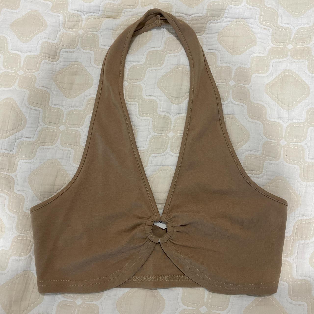 Glassons beige halter neck crop top. Never worn. - Depop