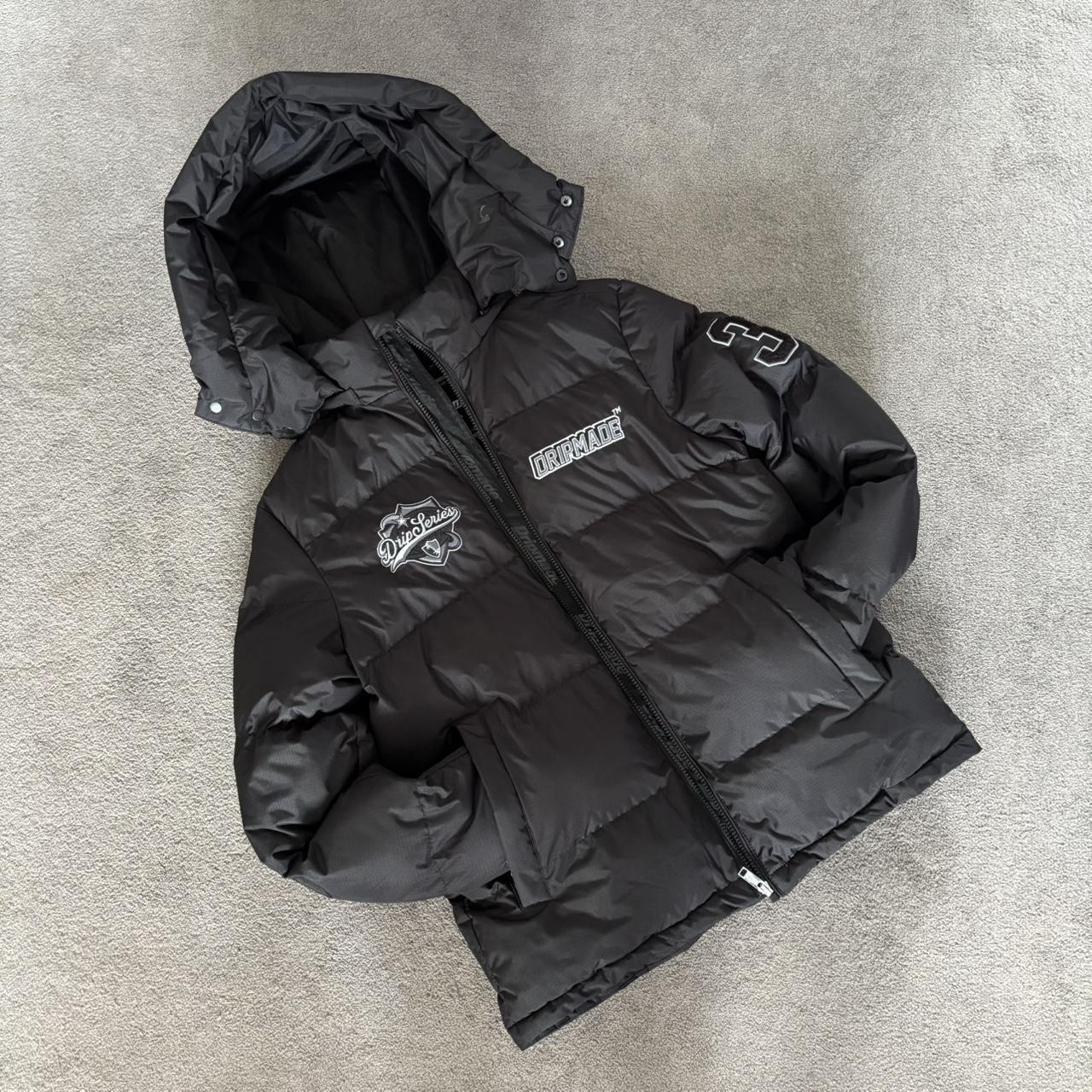 - Black Enbroided Dripmade Puffer Coat - Brand New -... - Depop