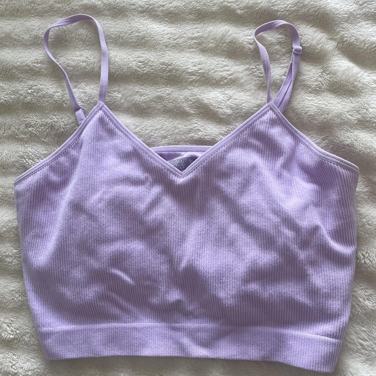 pastel purple crop top seamless size m Primark worn... | Depop