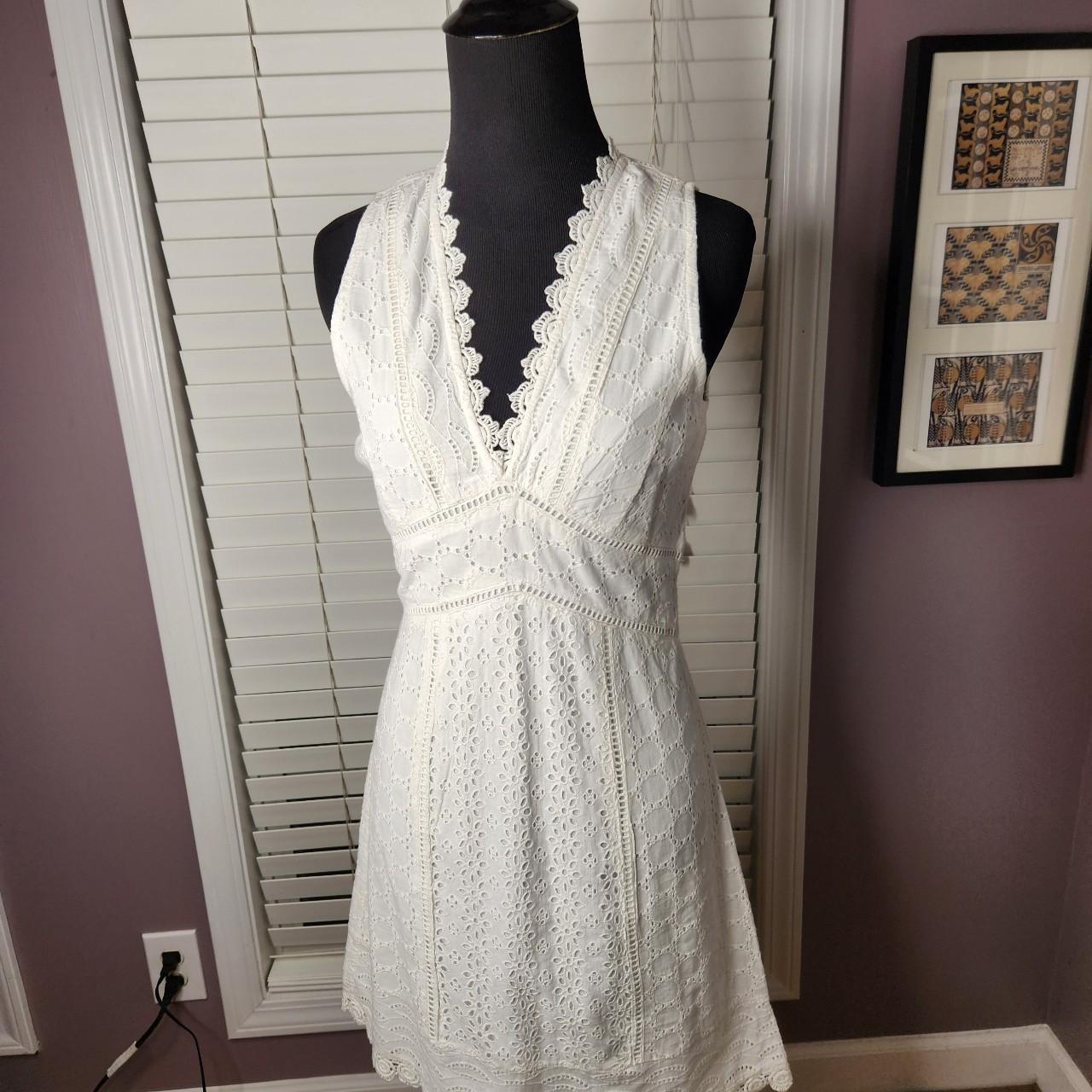 NWT French Connection Eyelet Lace Mini A-Line Dress... - Depop