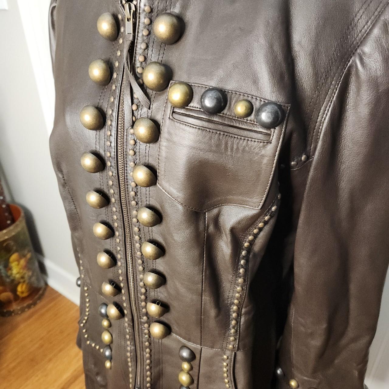 Double D Ranch Leather Studded Coat Size XL This is... - Depop