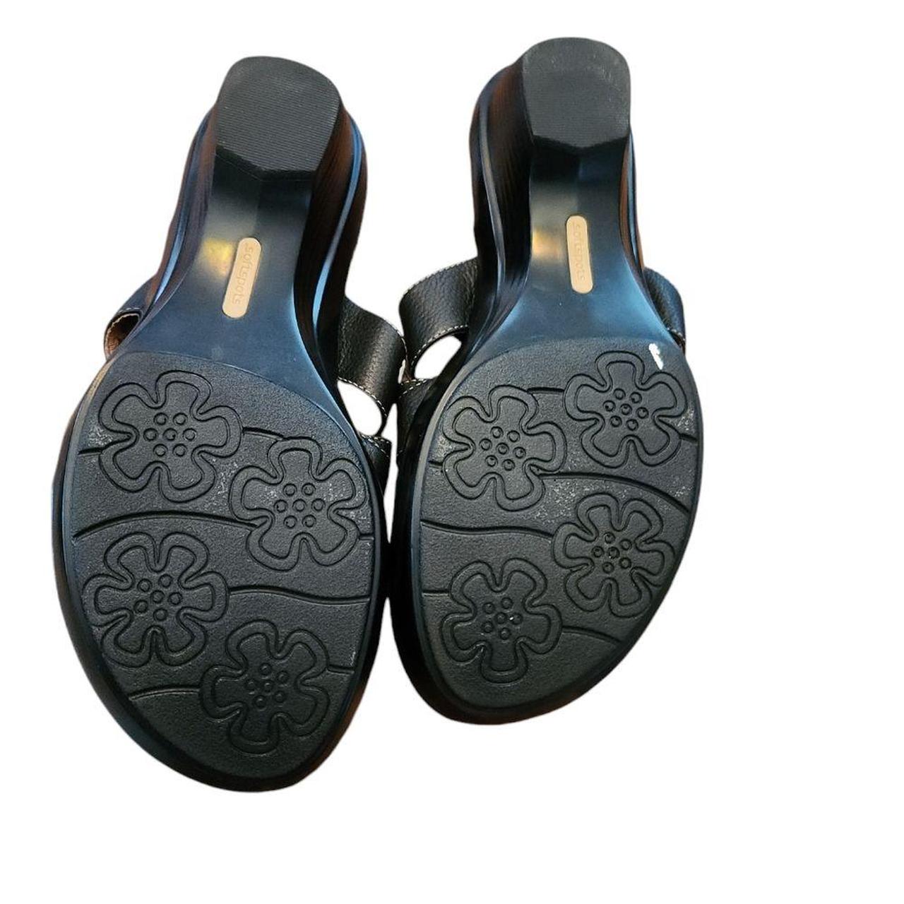 SoftSpots Black Leather Slide Sandals Size... - Depop