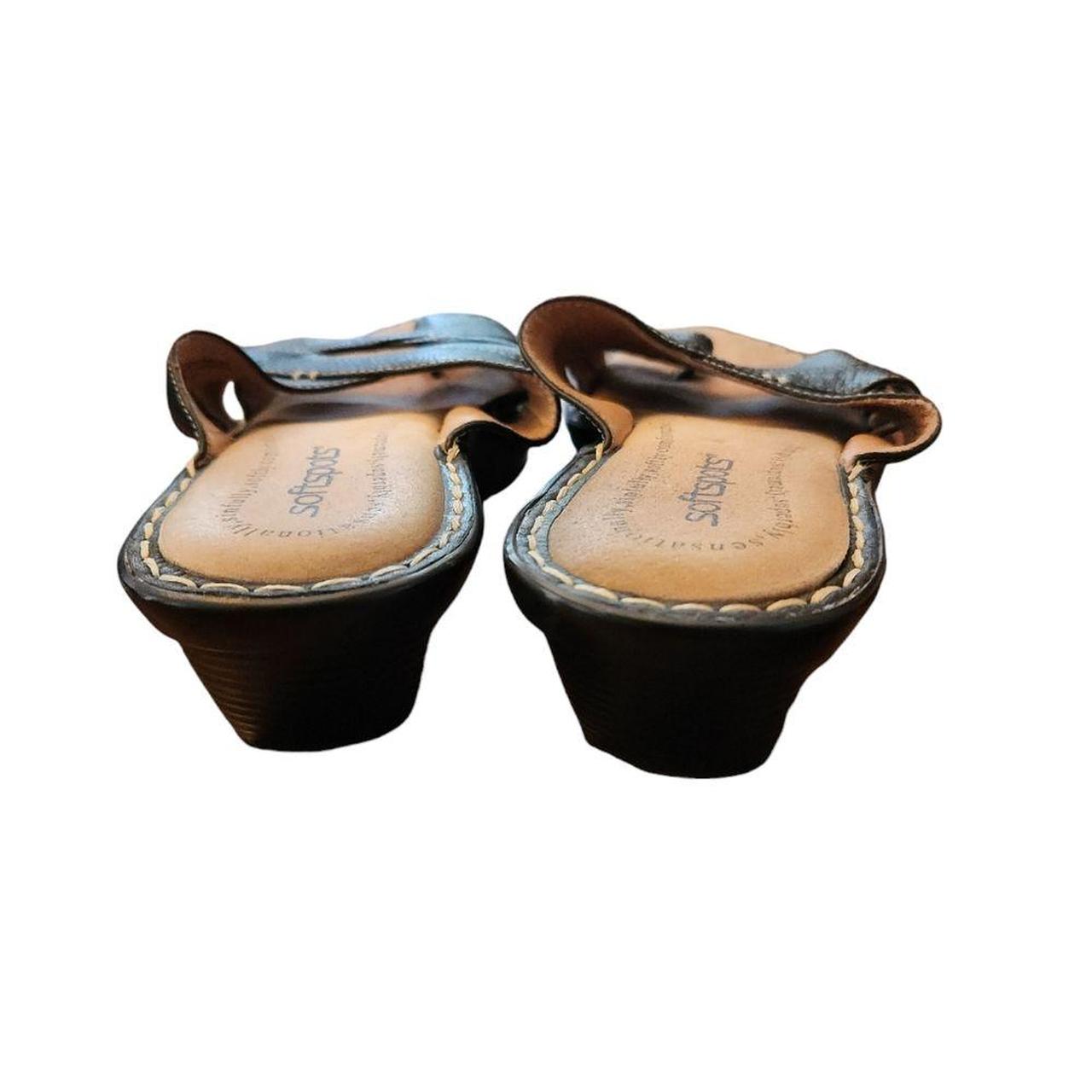 SoftSpots Black Leather Slide Sandals Size... - Depop