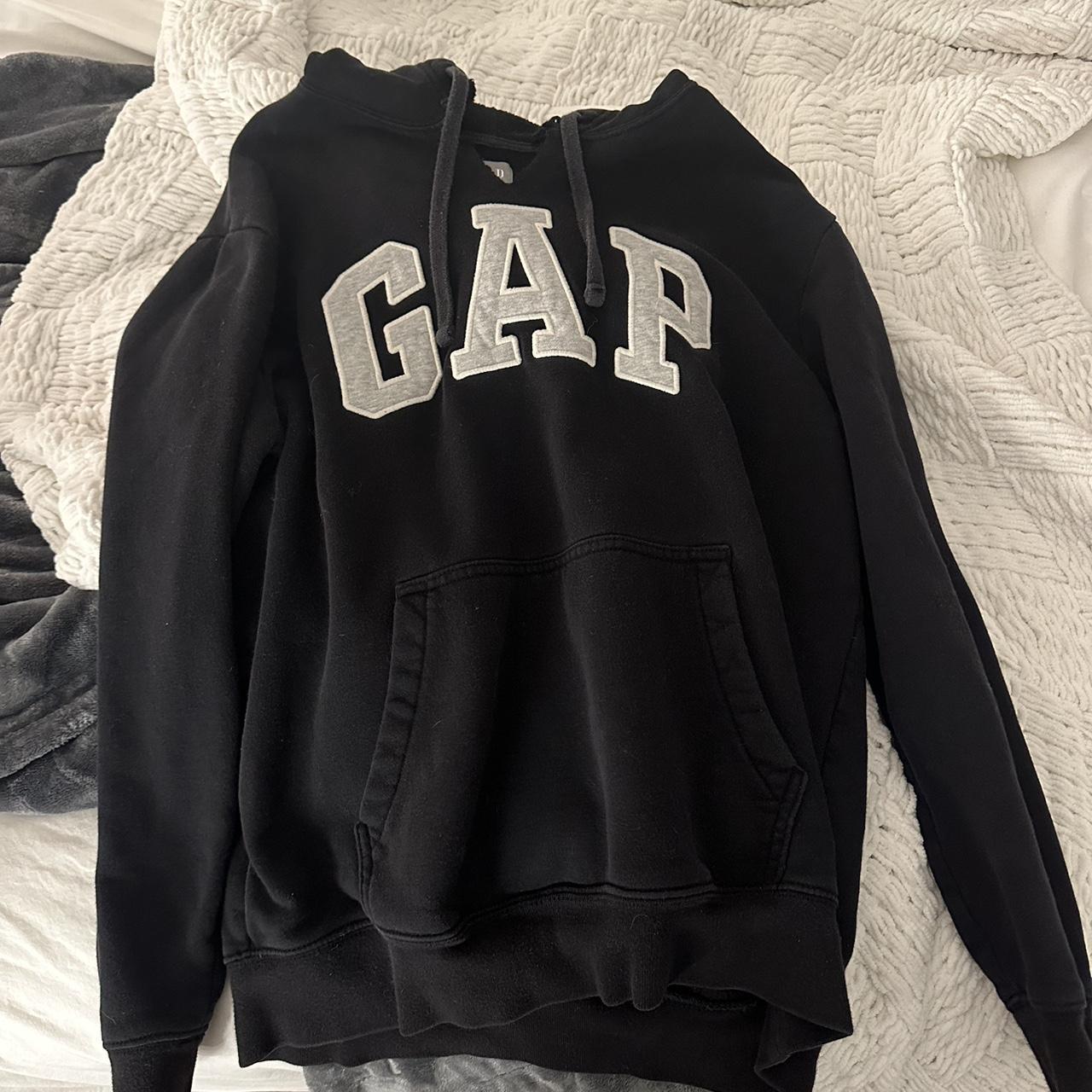 black and grey gap hoodie cut neckline - Depop