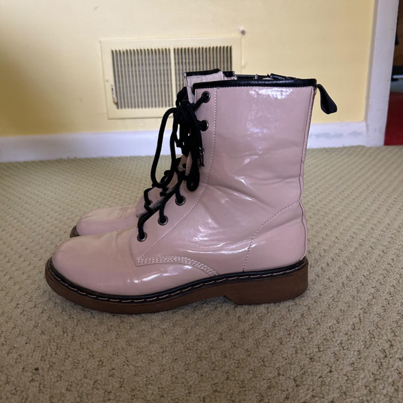 thrifted pink combat boots, small scuffs - Depop