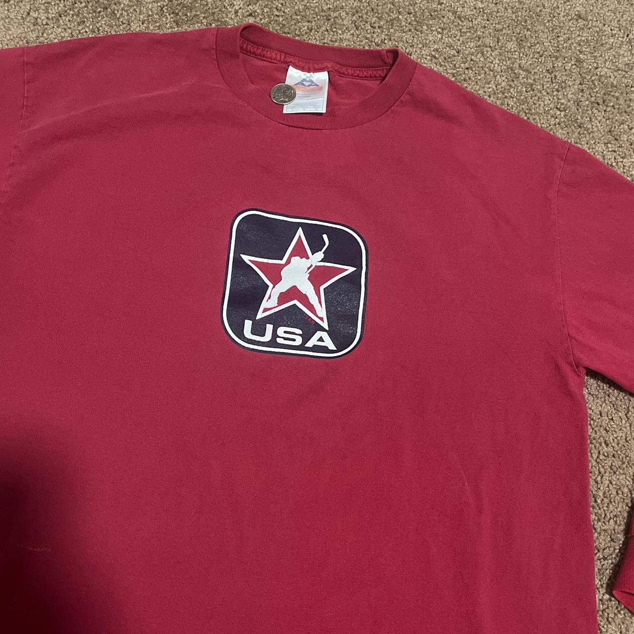 Vintage AAA USA Hockey Long Sleeve Shirt Red And... - Depop