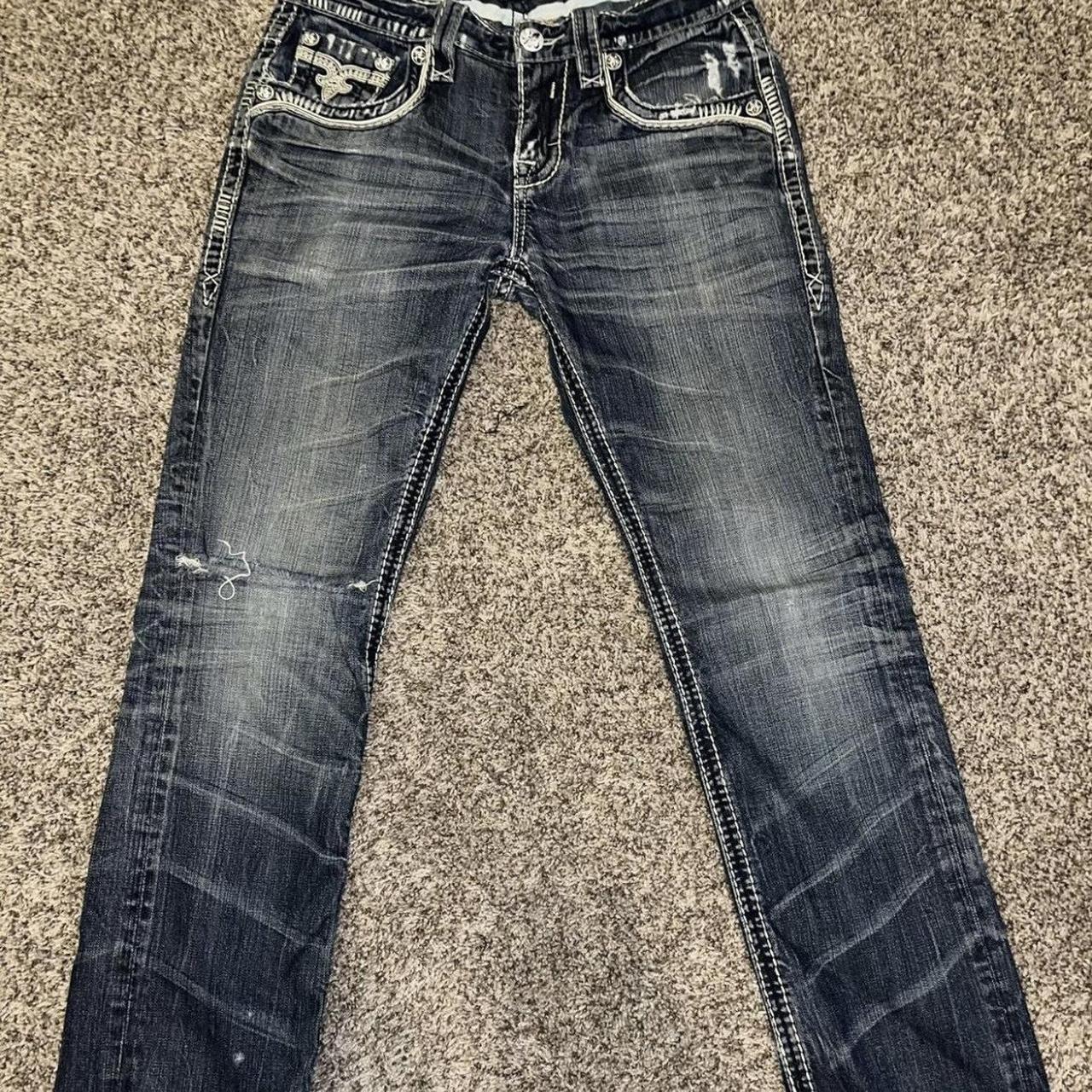 Rock Revival Geo Straight Jeans #rockrevival #y2k... - Depop