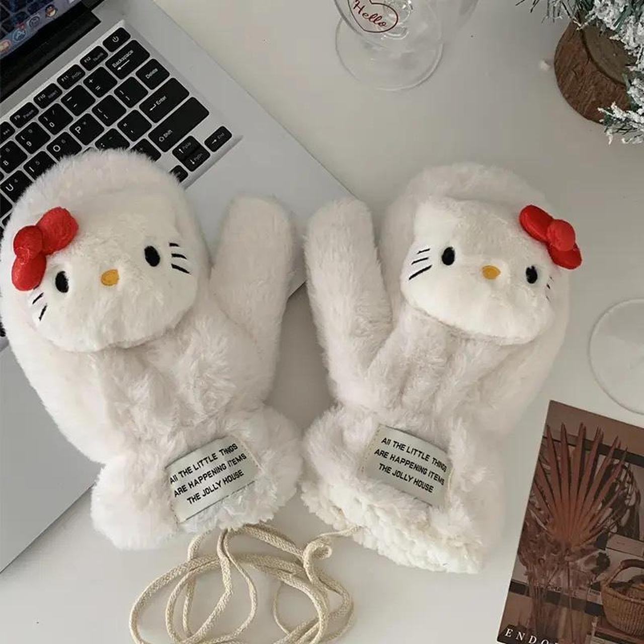 Sanrio Hello Kitty Winter Cozy mittens •Brown •White - Depop