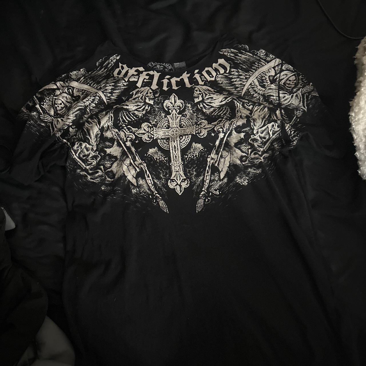 affliction t shirt ( i cut it into a off the... | Depop