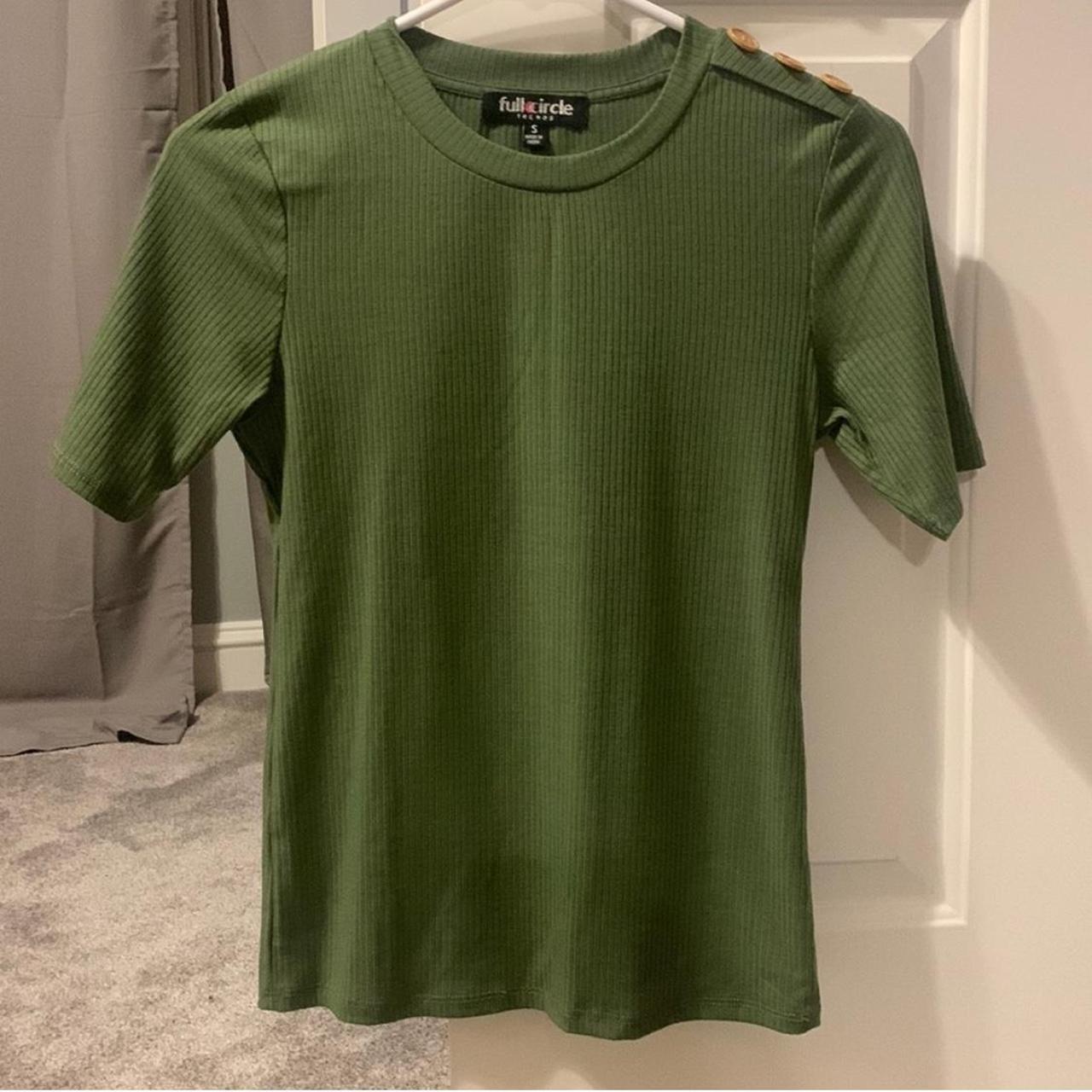 Full Circle Trends Green Ribbed Tee Size:... - Depop