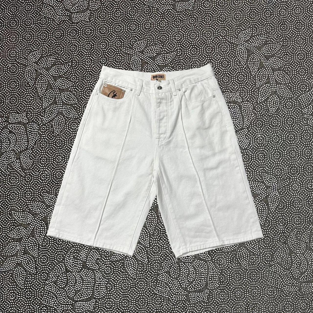 White corteiz denim short/jorts new with tags size... | Depop