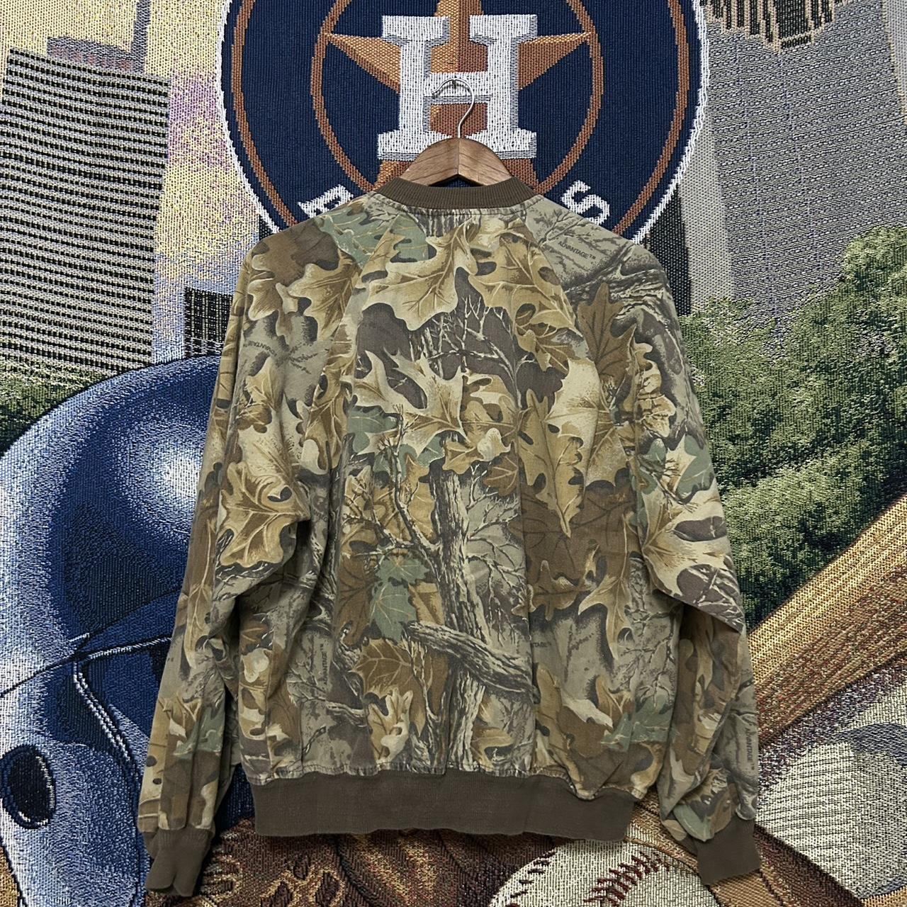 Camo bomber jacket with real tree print, featuring a... | Depop