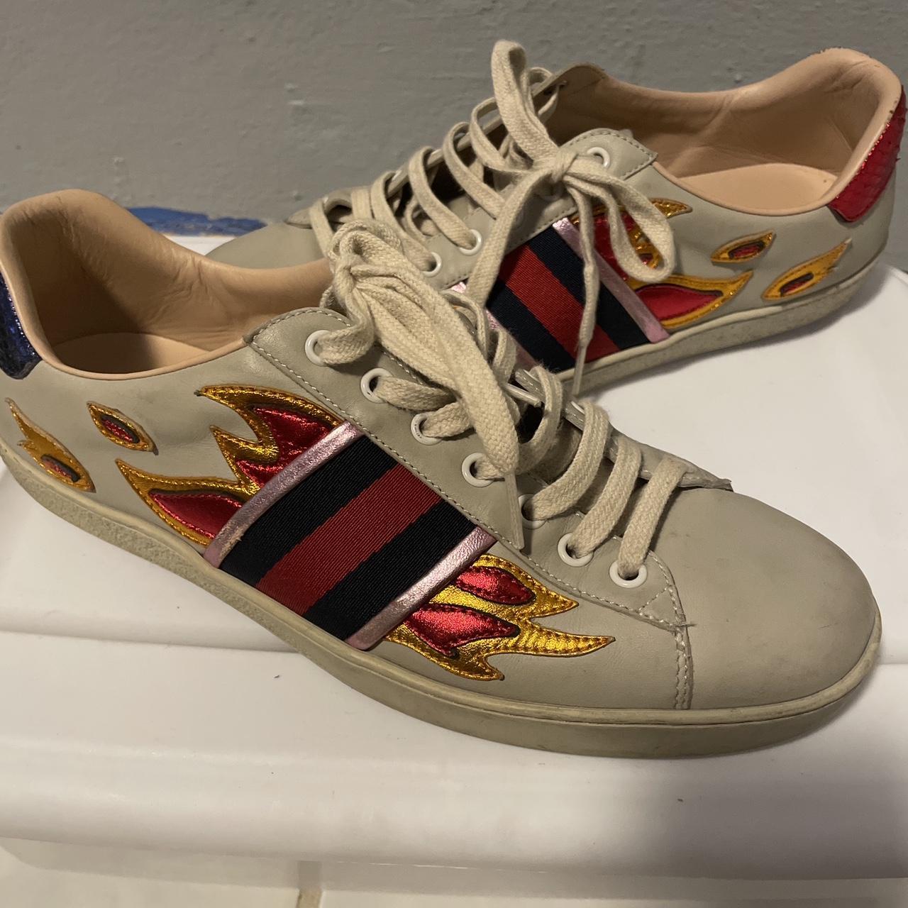 Gucci Ace Flame Shoes Worn decently but not too... - Depop