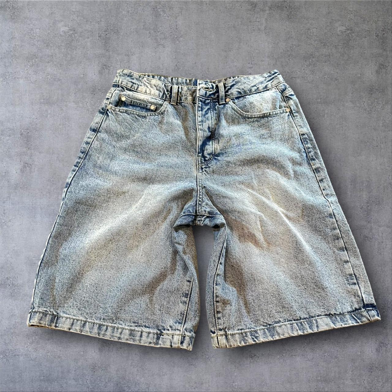 Baggy blue Jorts 32 waist - 25 inches top to bottom... - Depop
