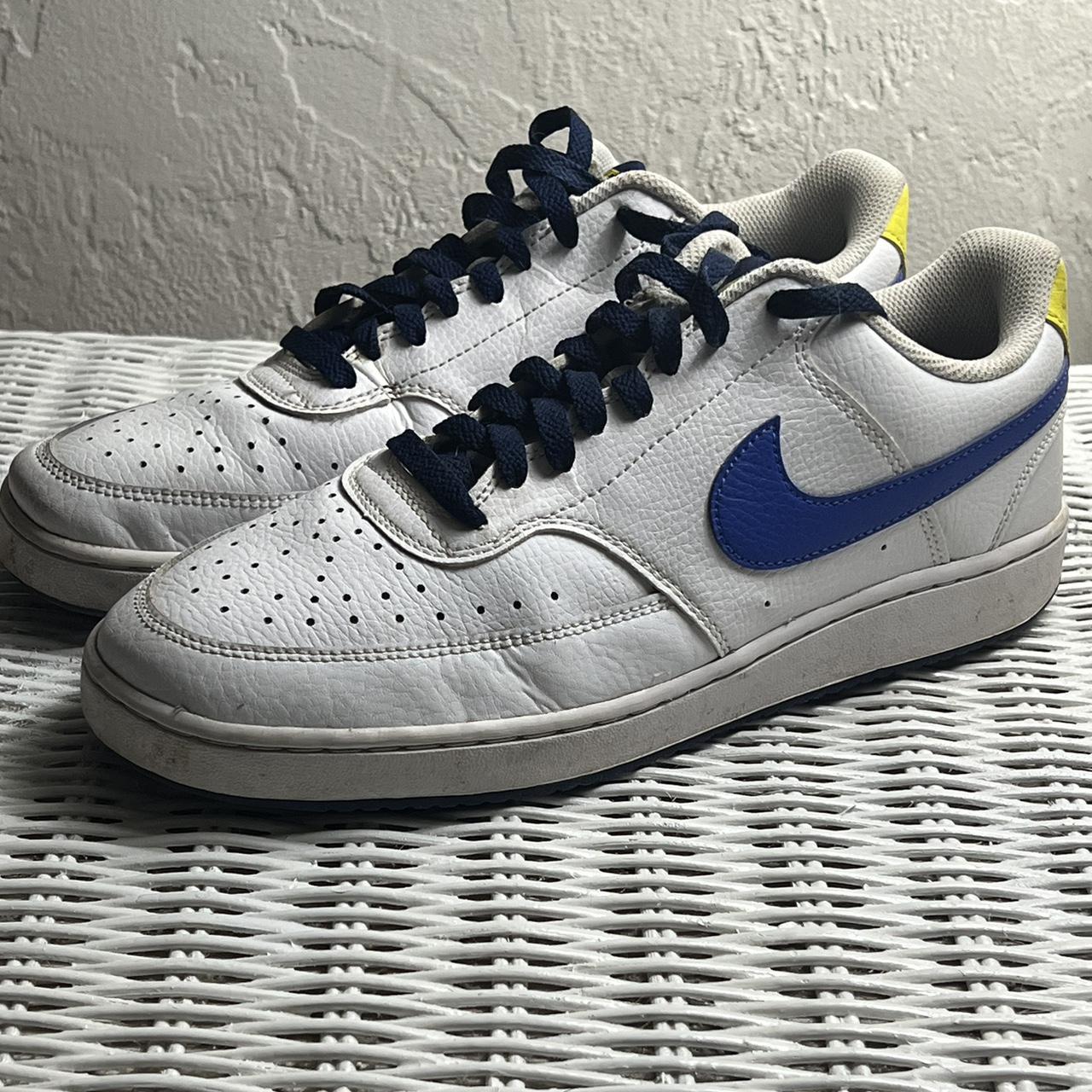 Nike court vision lows blue/yellow slightly worn... - Depop