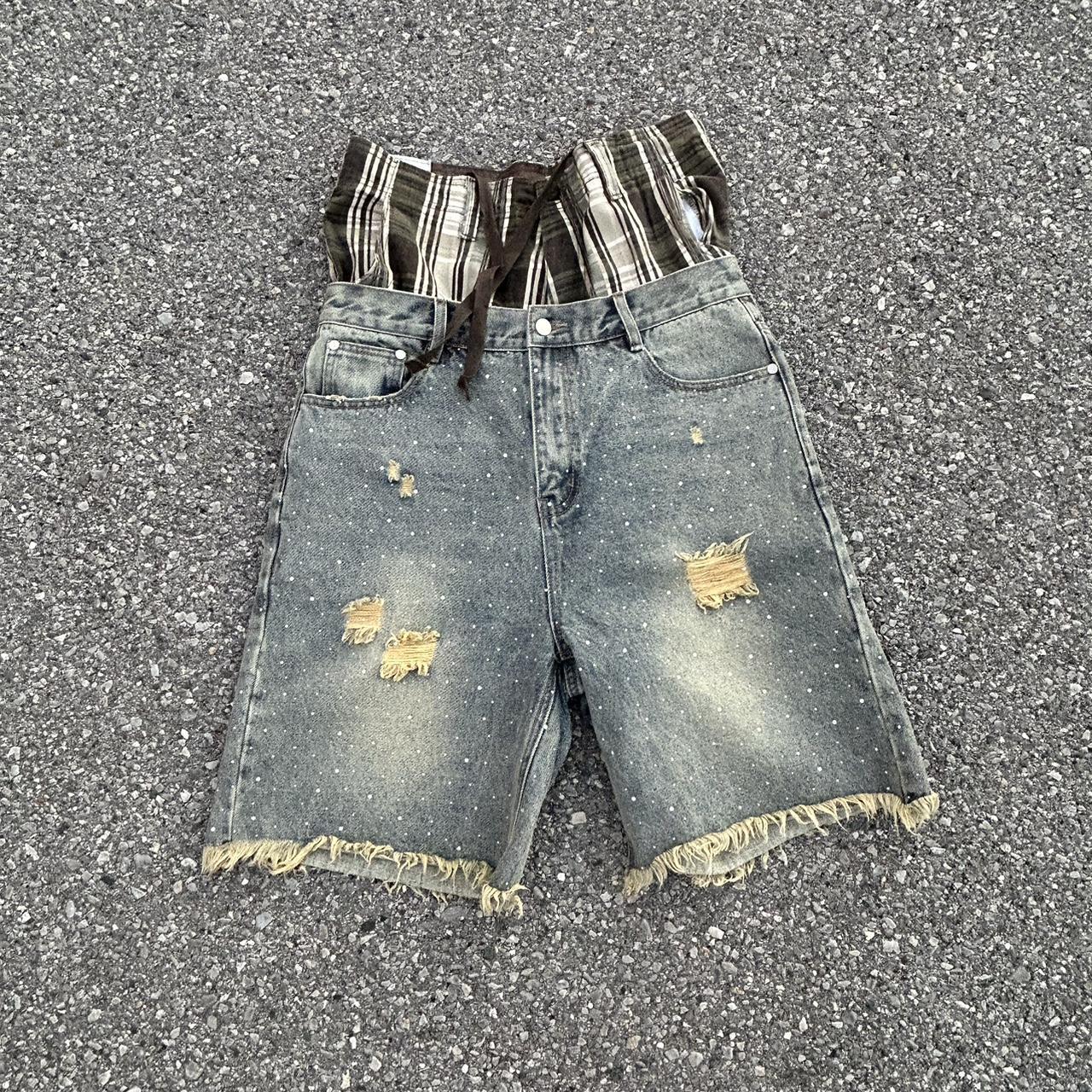 Double waisted denim shorts @adamveofficial Coming... - Depop