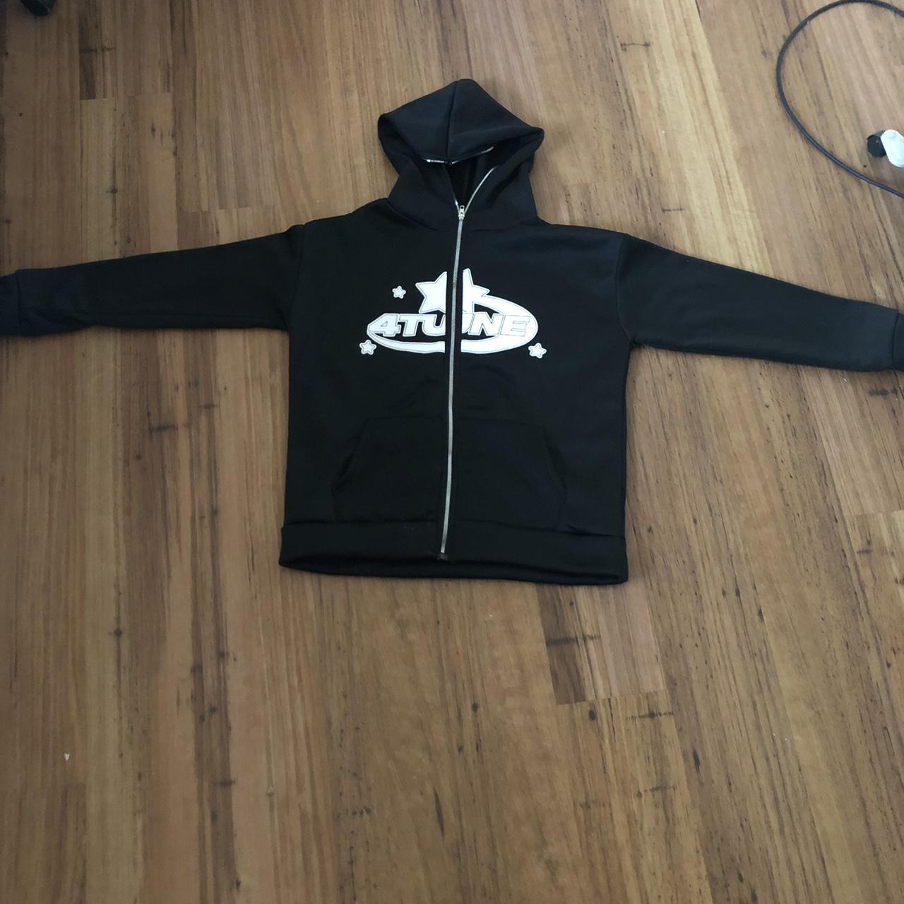 Size Medium, Black 4tune zip up hoodie, only worn once. - Depop