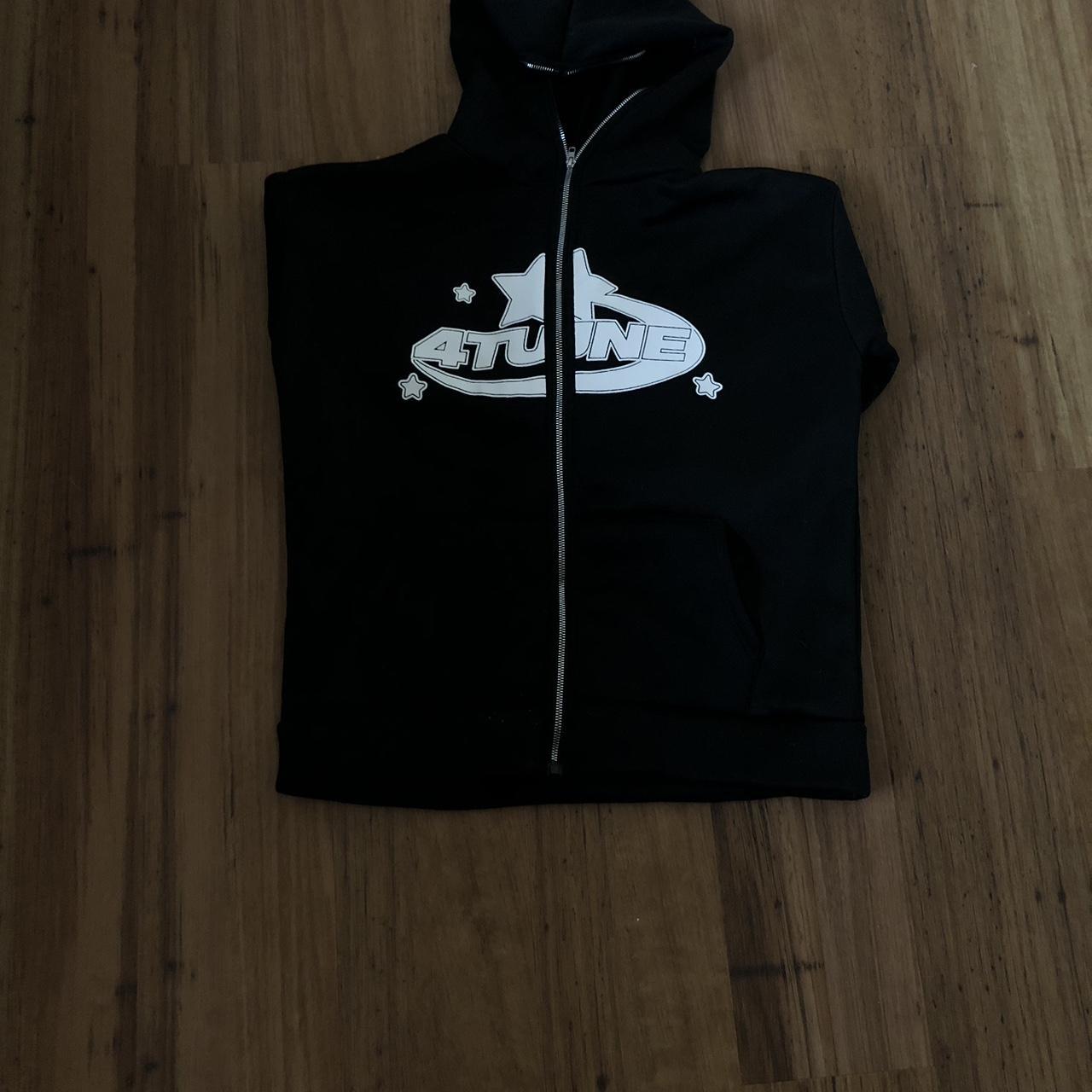 Size Medium, Black 4tune zip up hoodie, only worn once. - Depop