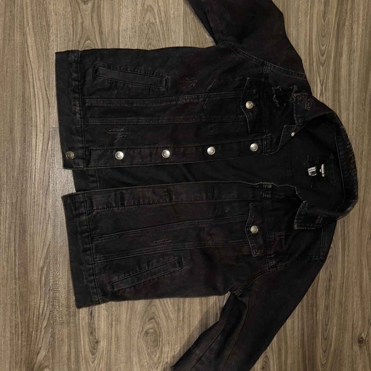 Black Ripped Denim Jacket - Depop