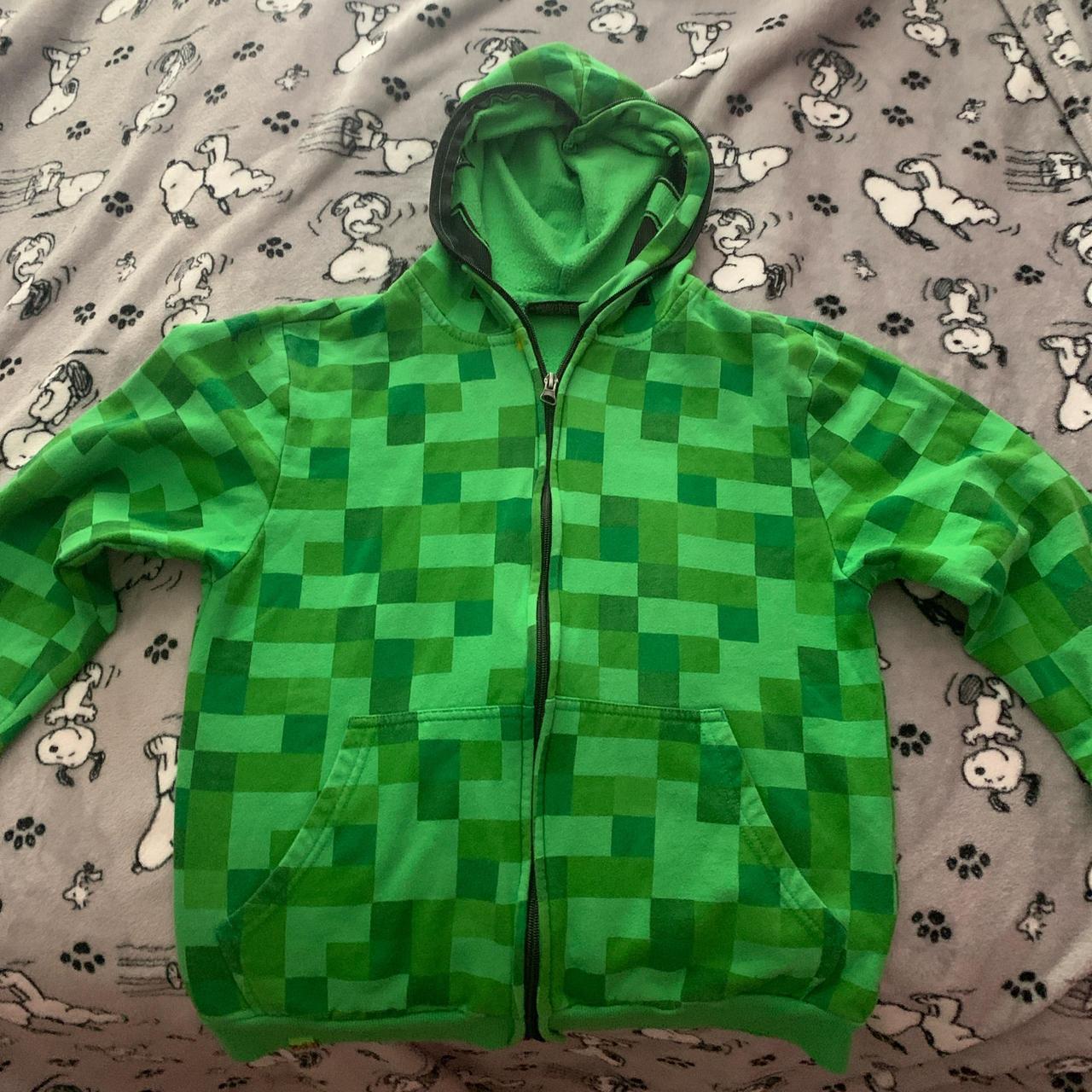 (REPOP) Scene Minecraft creeper zip up hoodie I like... - Depop