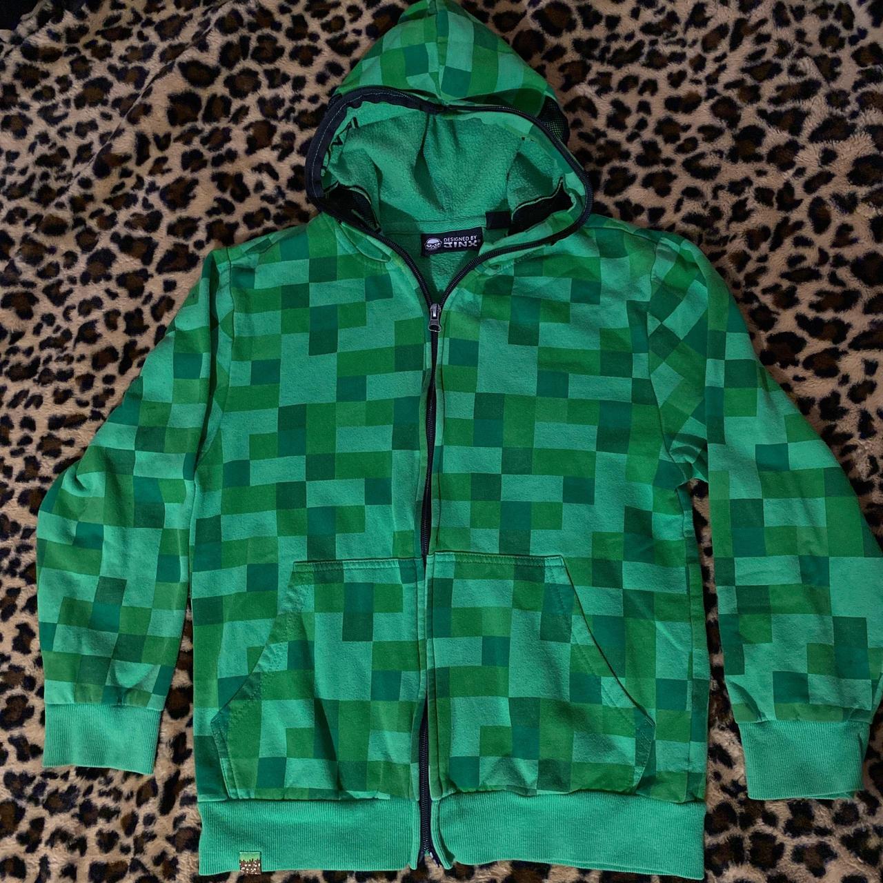 (REPOP) Scene Minecraft creeper zip up hoodie I like... - Depop
