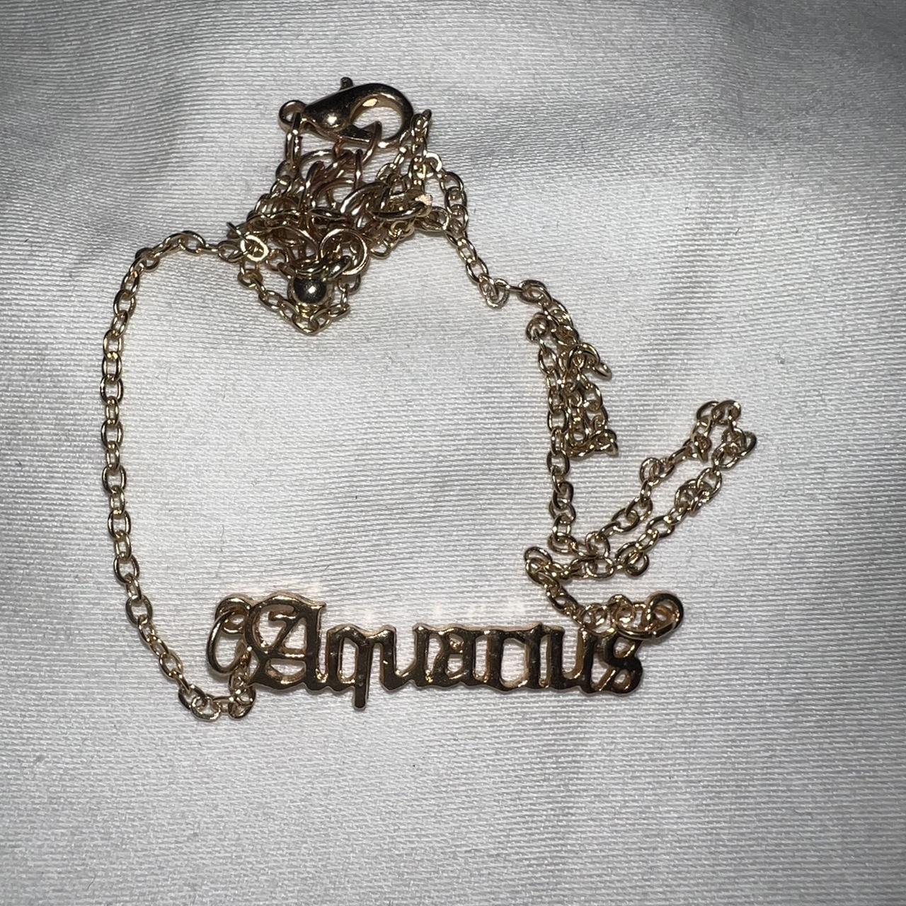 Gold Aquarius Astrology Necklace - Depop