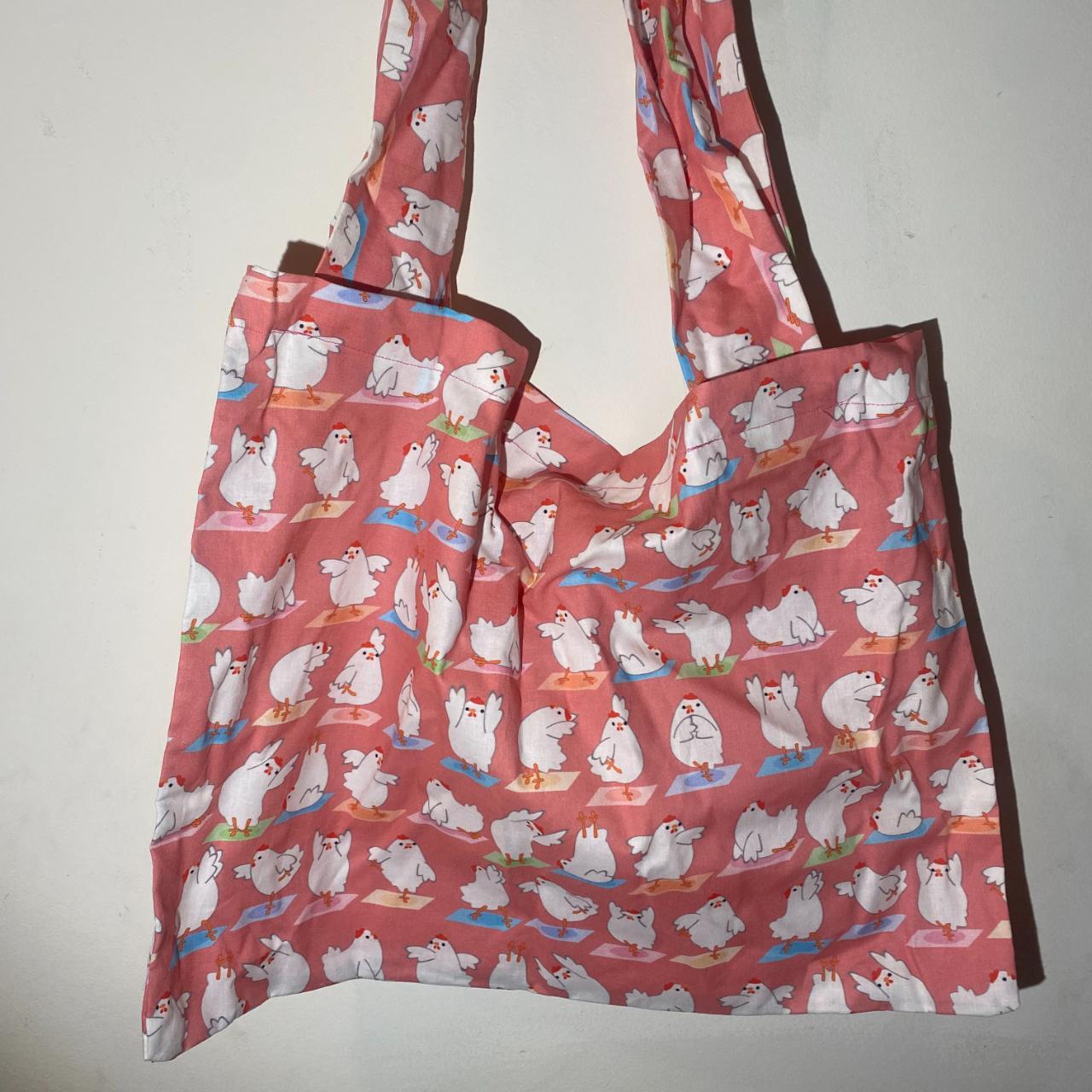 xl two handle bag tote reusable "Yoga Chicken " - Depop