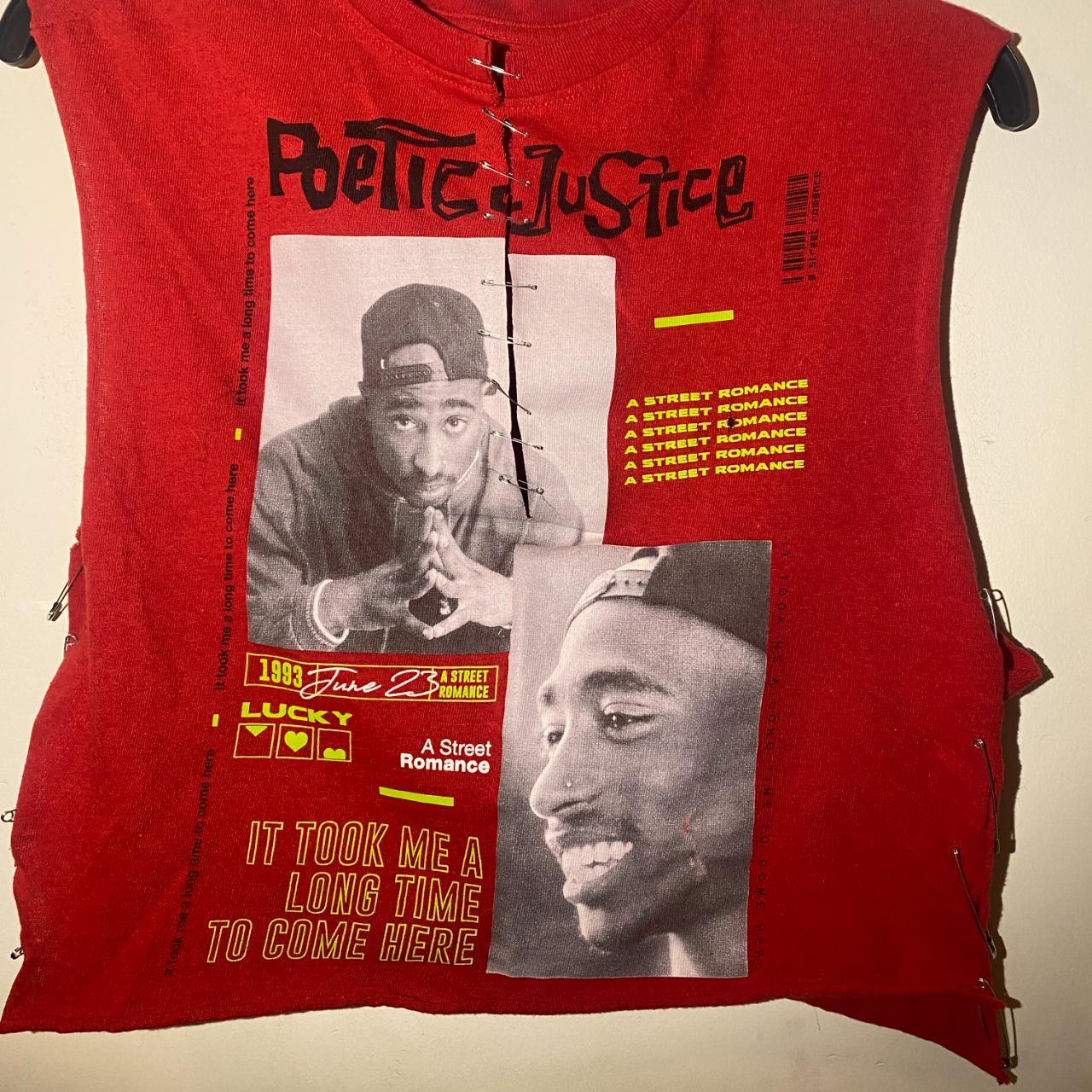 large red Tupac crop top with pins on front and side - Depop