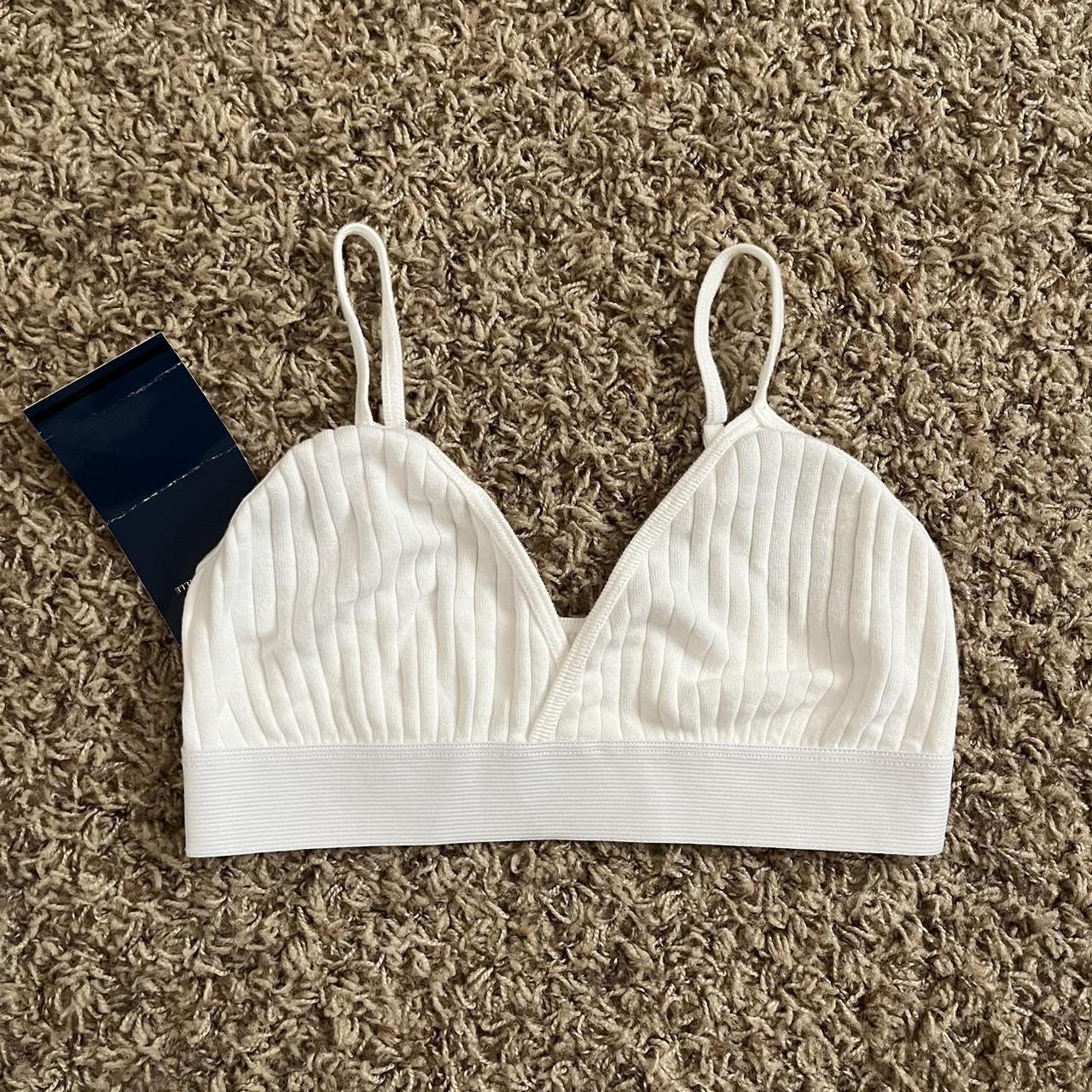 Brandy Melville White Ribbed Bralette price is firm... - Depop