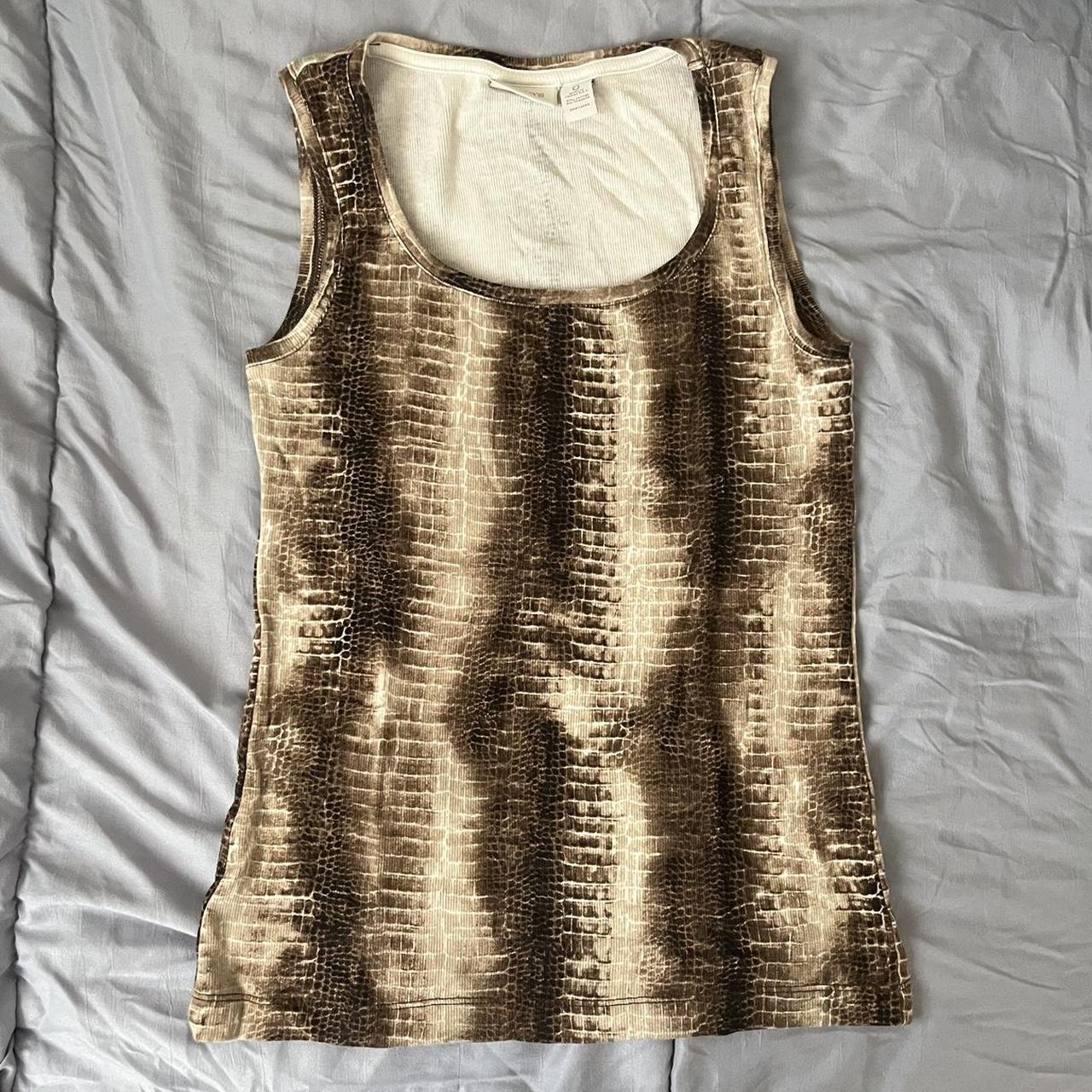 Y2K Snakeskin Print Ribbed Tank Top ♡ tagged size... - Depop