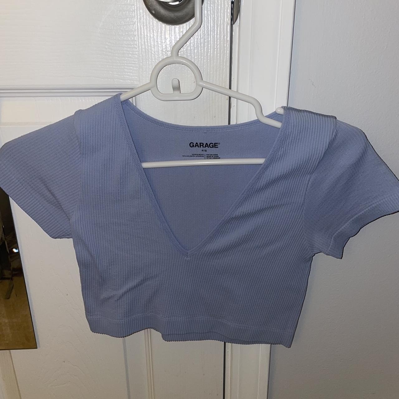 Garage Ribbed V-Neck #Tshirt #Garage #Purple #Vneck... - Depop