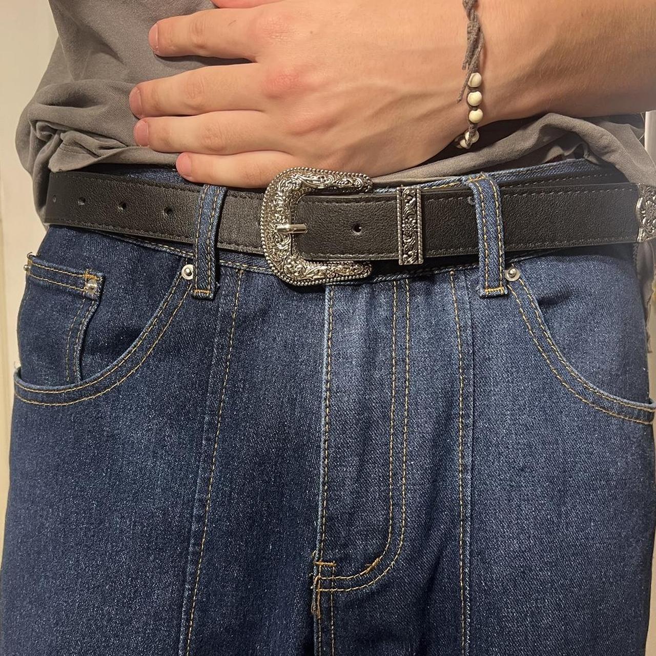 Black Y2K belt/ grunge/ size 27-33.5 great for... - Depop