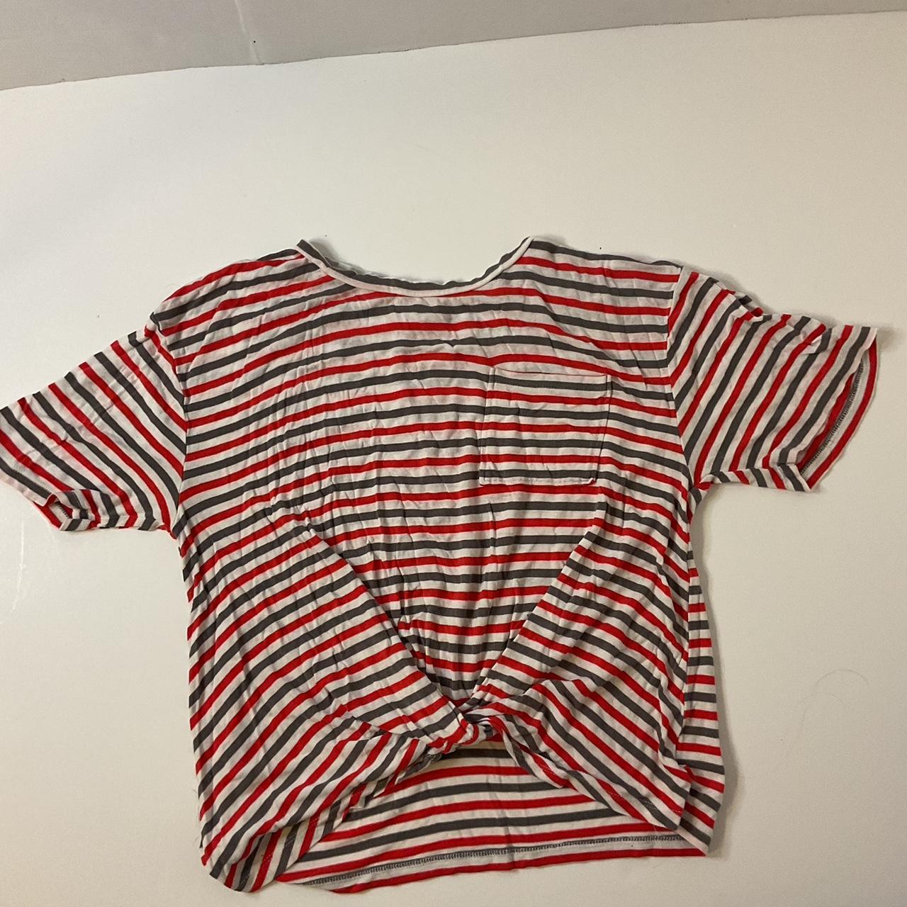 Red white and gray stripe shirt - Depop