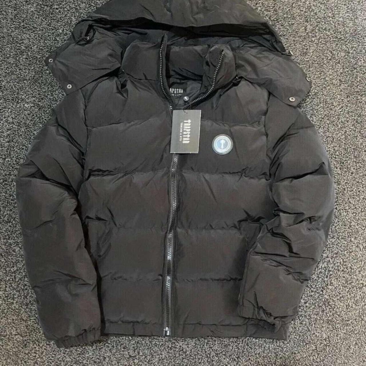 black trap star puffer jacket - Depop