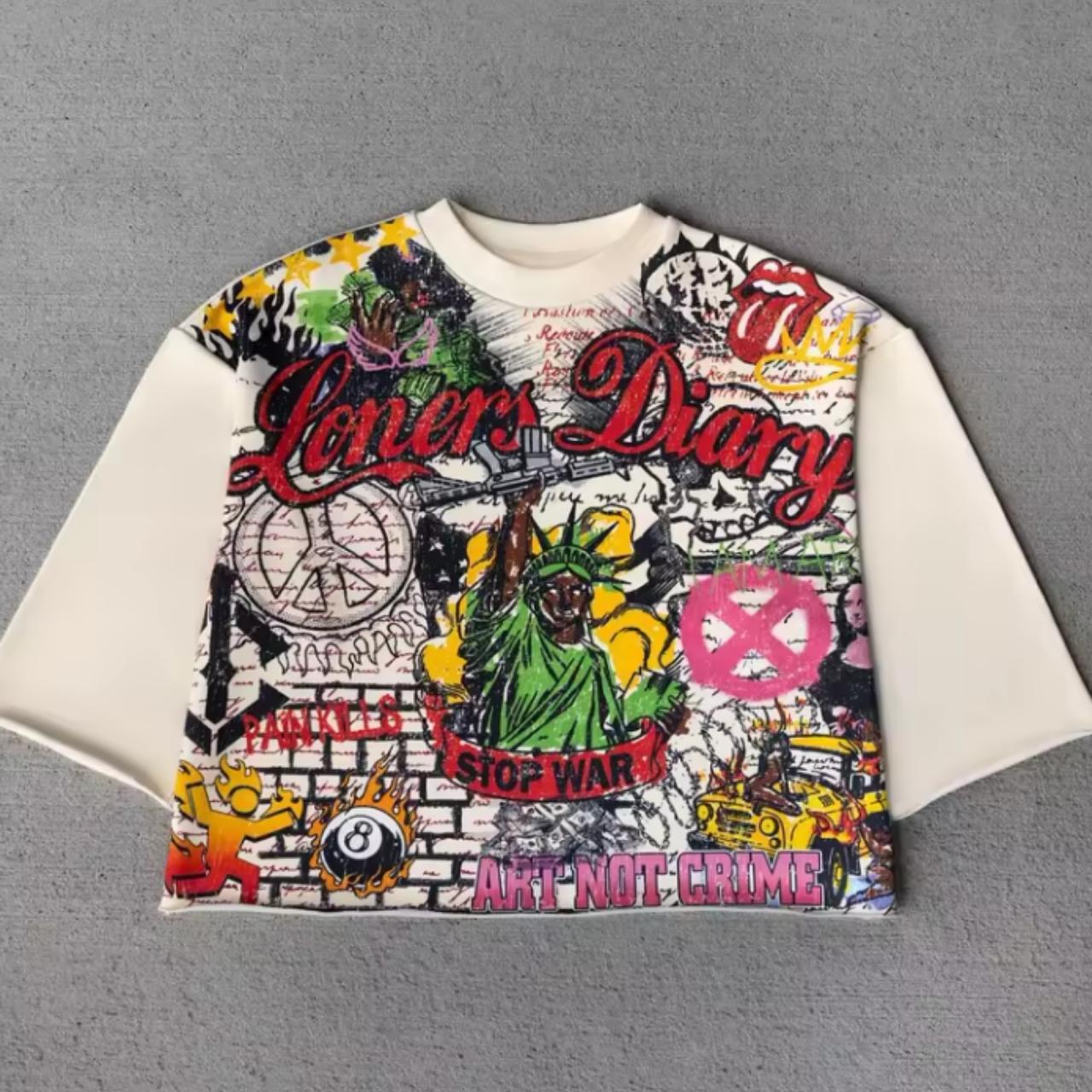 LONERS DIARY Graphic Print Design Y2K Shirt Sizes: S... | Depop