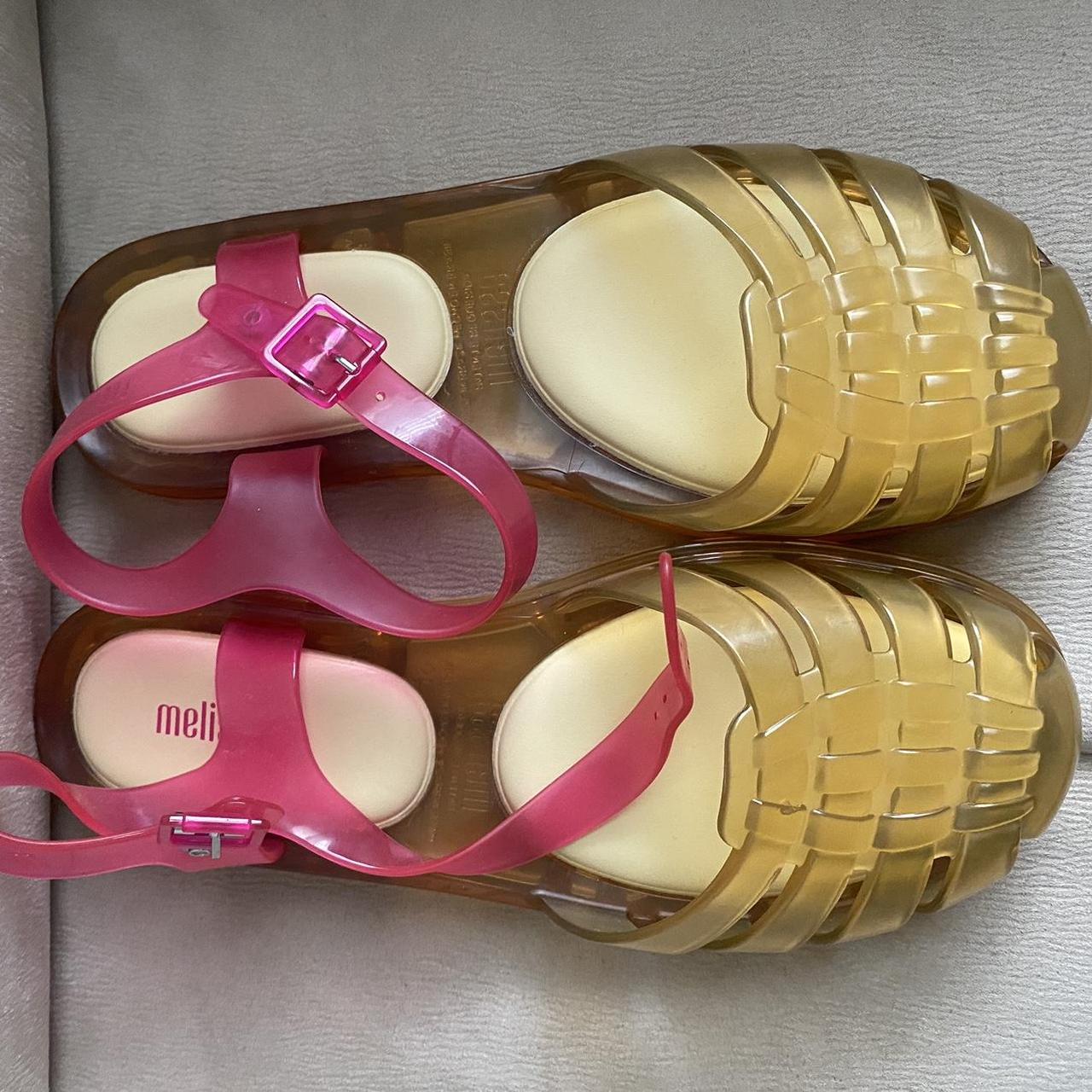 MELISSA OBSESSED JELLY SANDALS PINK & YELLOW Sz... - Depop