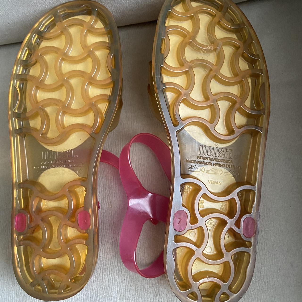 MELISSA OBSESSED JELLY SANDALS PINK & YELLOW Sz... - Depop