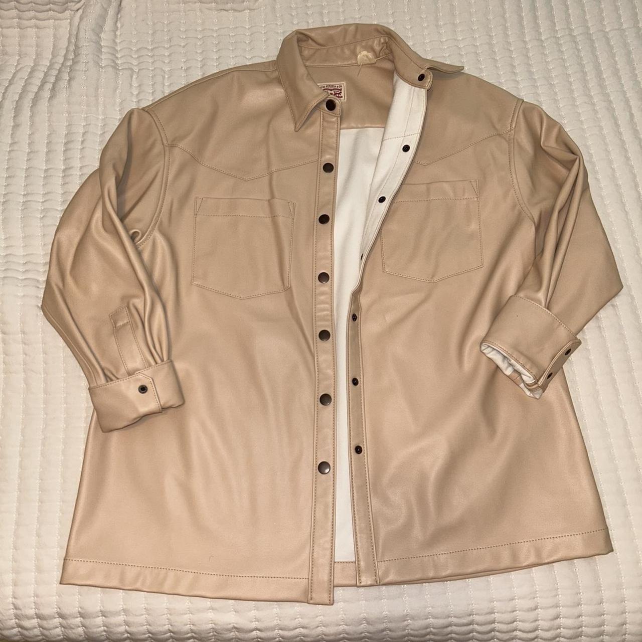 Levis tan faux leather shacket. The inside is... - Depop