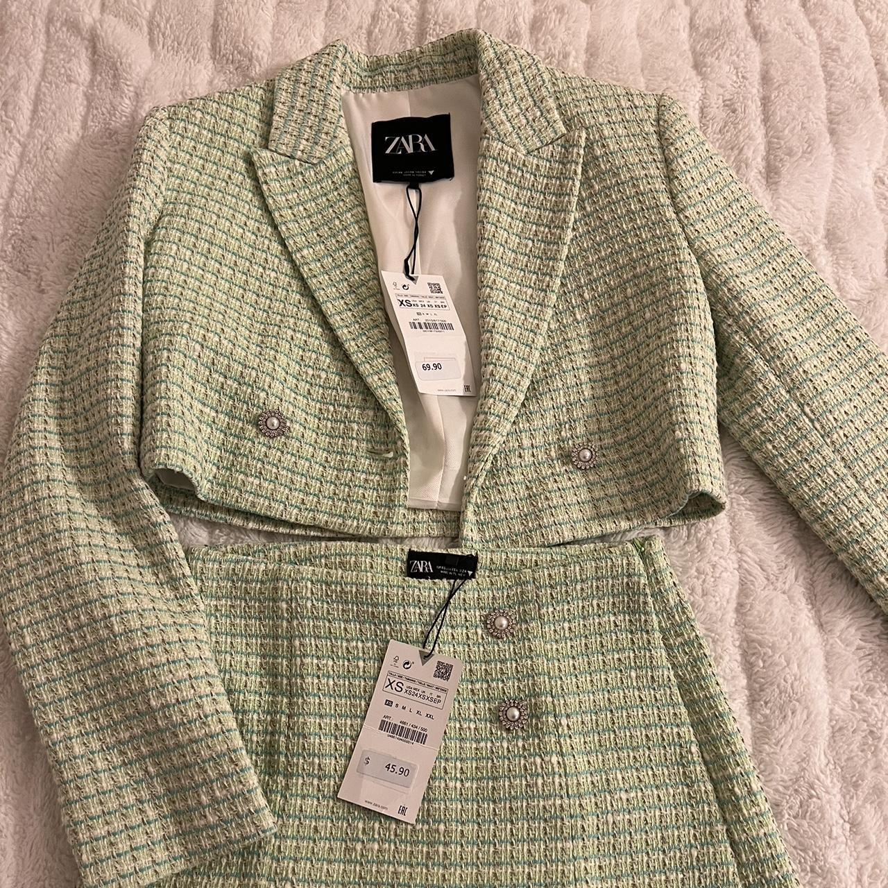 Zara tweed set Blazer XS Skort XS New never... - Depop