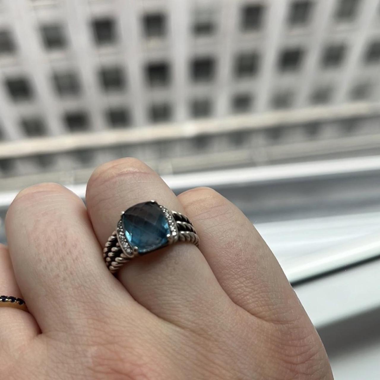 David Yurman Sterling Silver with Hampton Blue Topaz... - Depop
