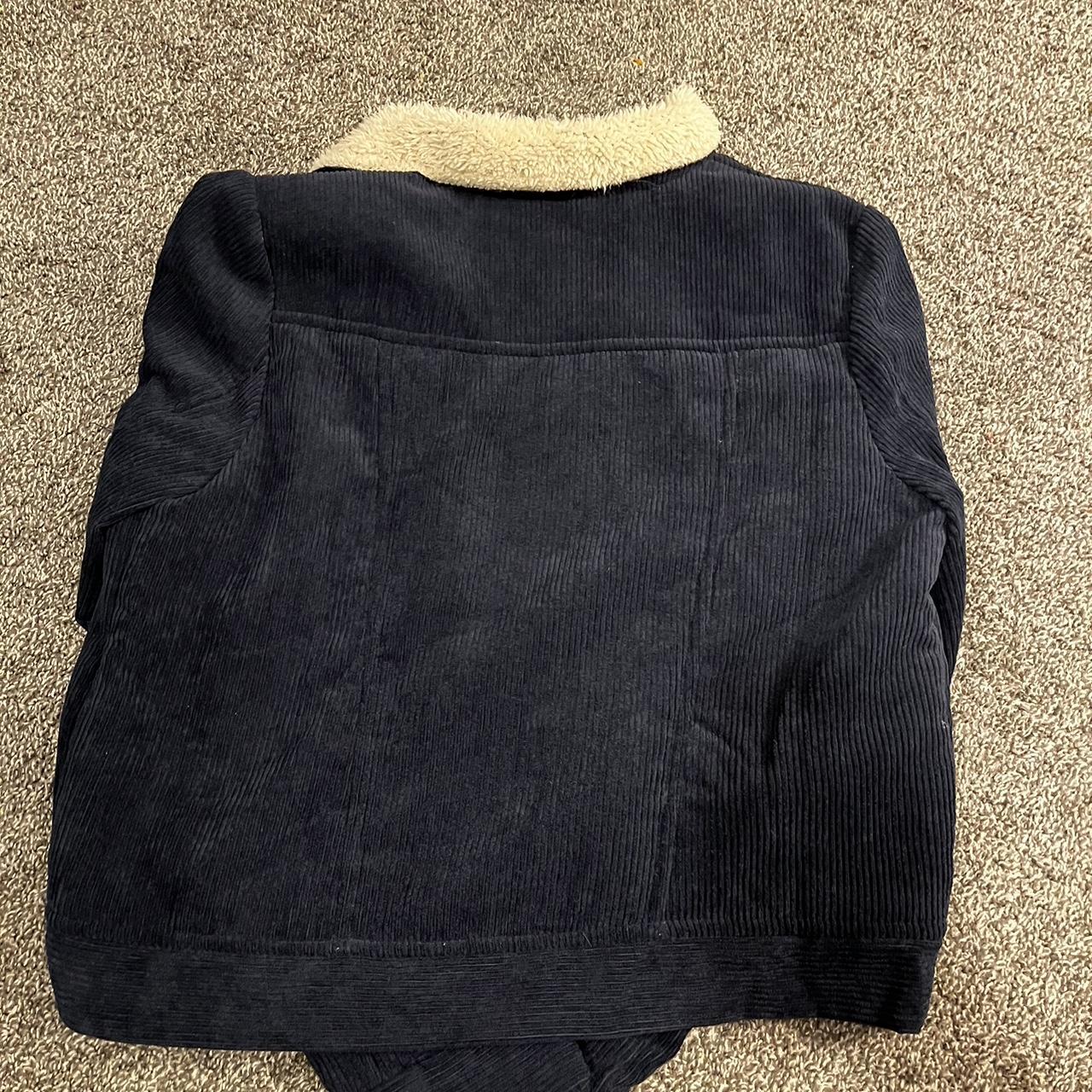 Corduroy Navy Blue fur jacket. Only worn once. - Depop