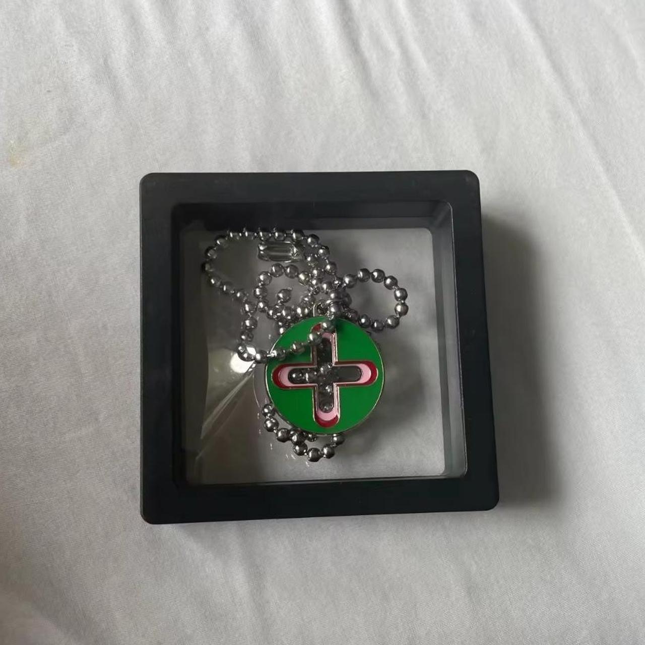Frank Ocean Green and red dog tag necklace - Depop
