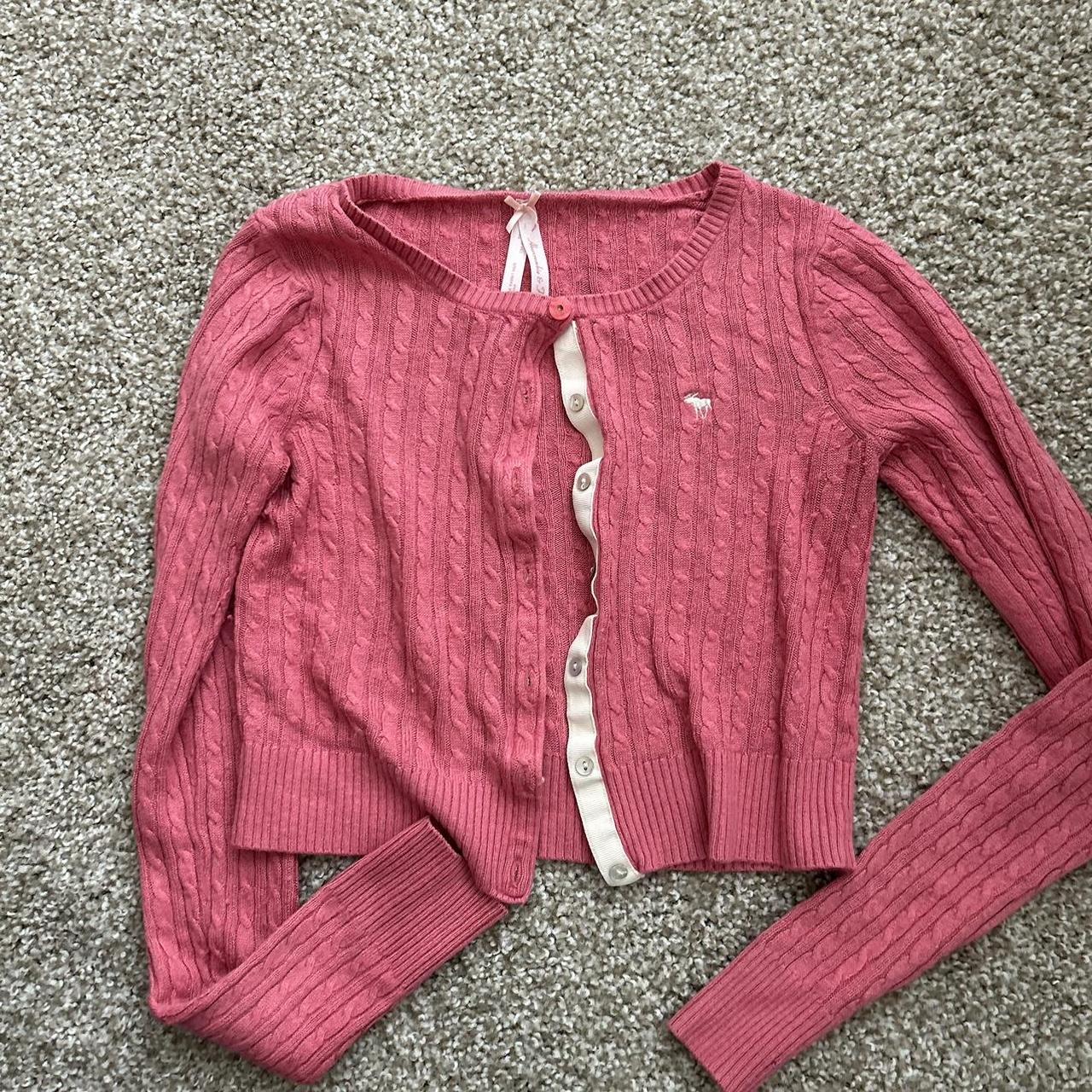 Abercrombie & Fitch pink cropped cardigan Coquette... - Depop