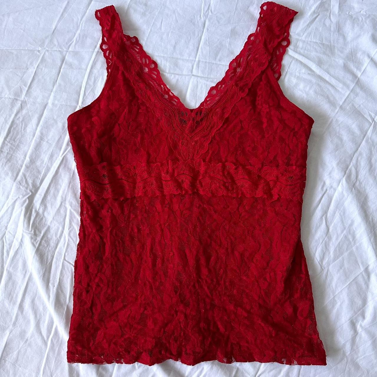 red lace cami fits 8-10 (stretchy) $50 dm for more... - Depop