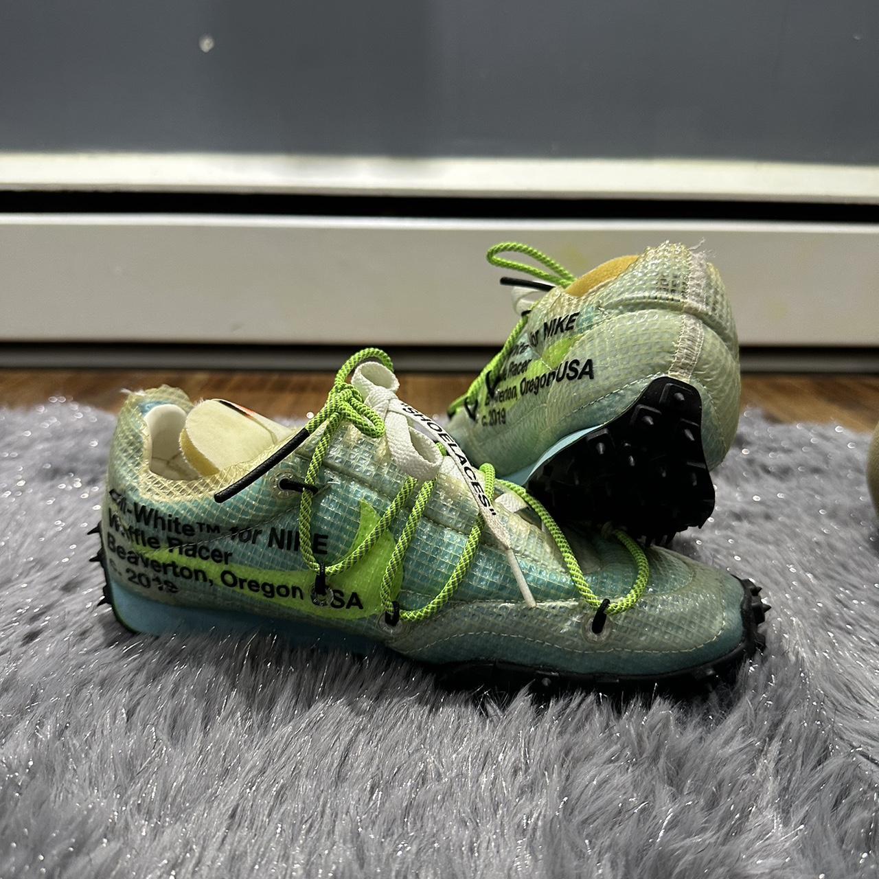 Nike Off White x Waffle Racer, blue and green soccer... - Depop
